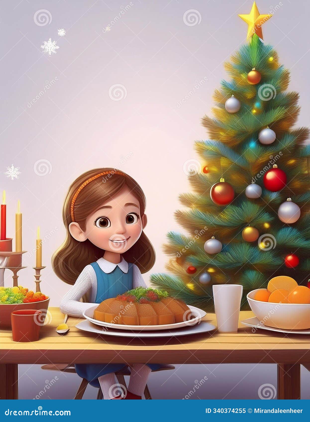 Christmas Diner Child Cartoon Stock Image - Image of kids, child: 340374255