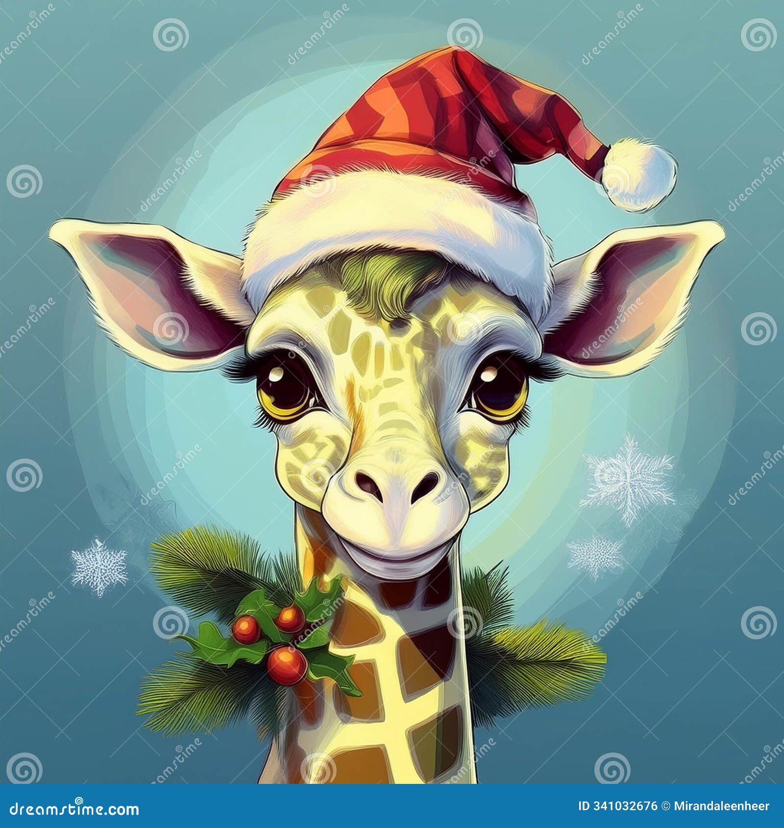 Christmas Giraffe with Santa Hat Cartoon Stock Photo - Image of cartoon ...