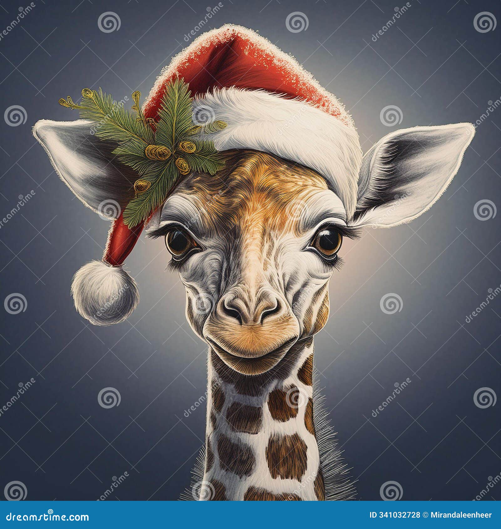 Christmas Giraffe with Santa Hat Cartoon Stock Photo - Image of season ...