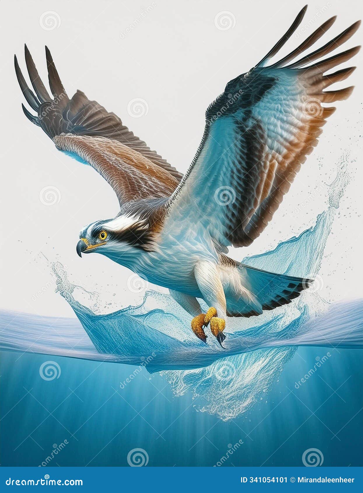Osprey in water cartoon stock image. Image of osprey - 341054101