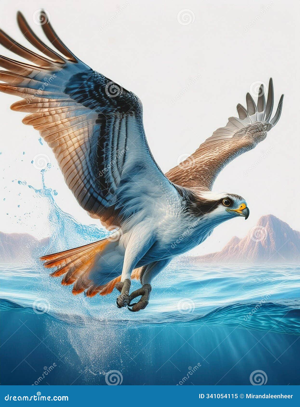 Osprey in water cartoon stock image. Image of nature - 341054115