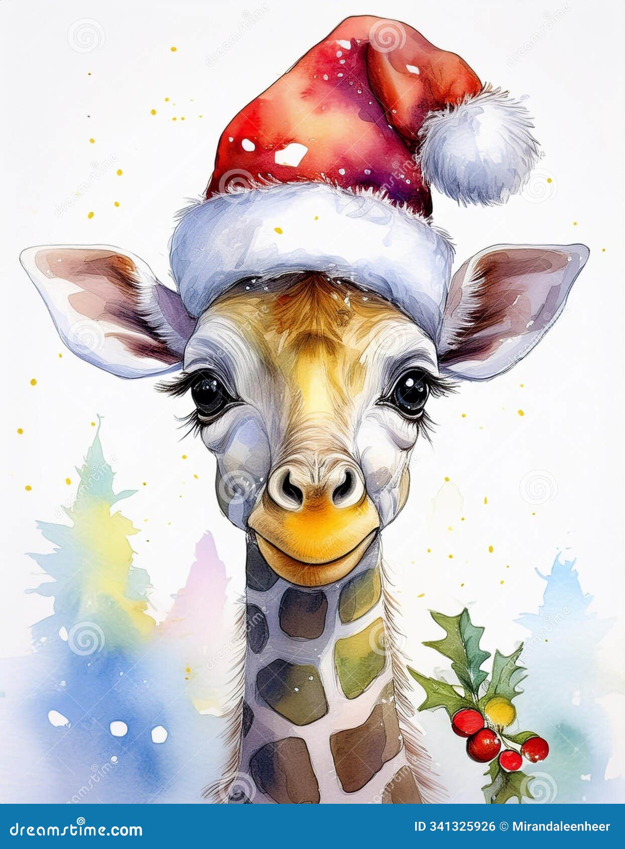 Christmas giraffe cartoon stock photo. Image of giraffe - 341325926