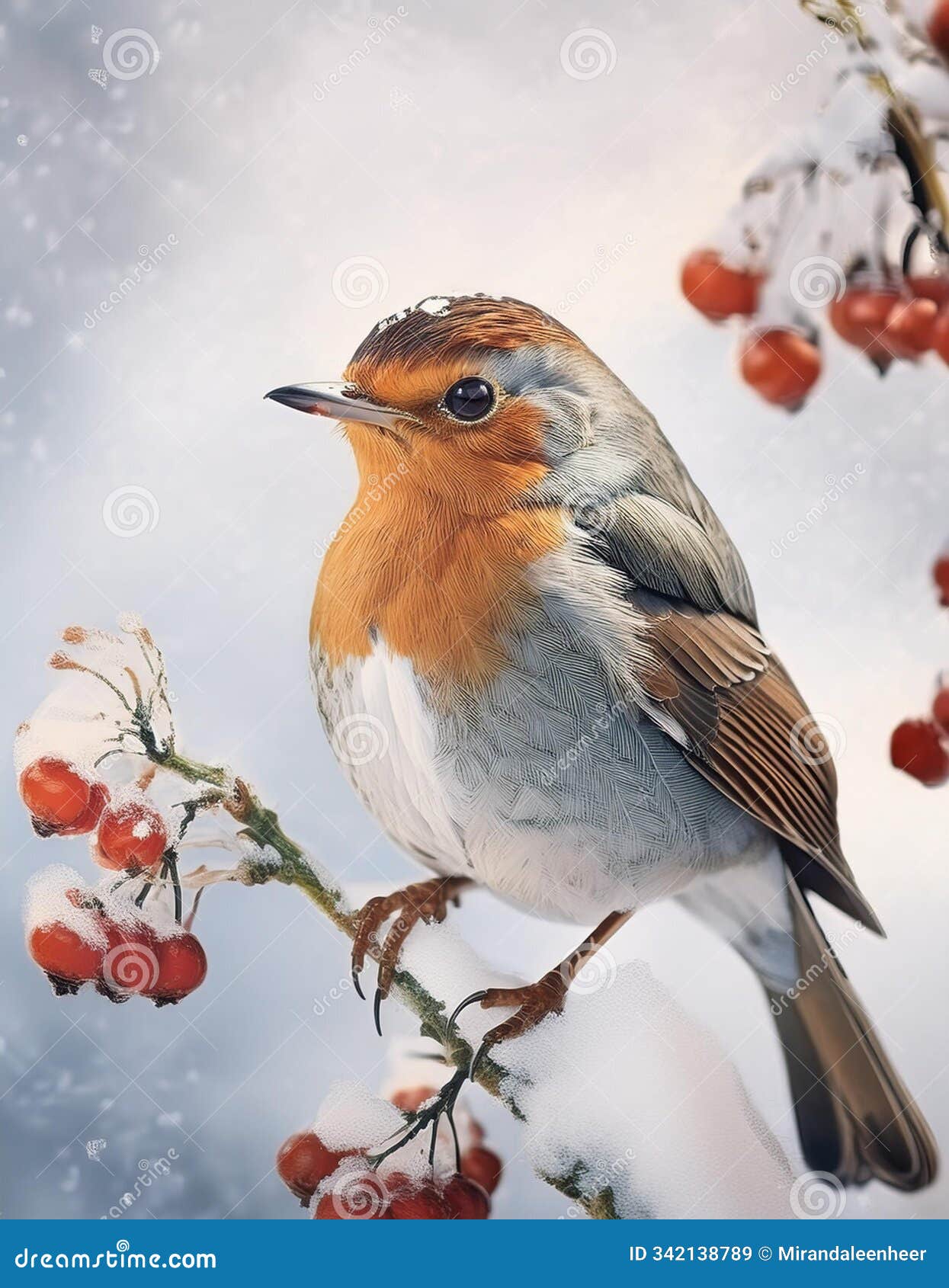 Robin in the snow cartoon stock image. Image of forest - 342138789