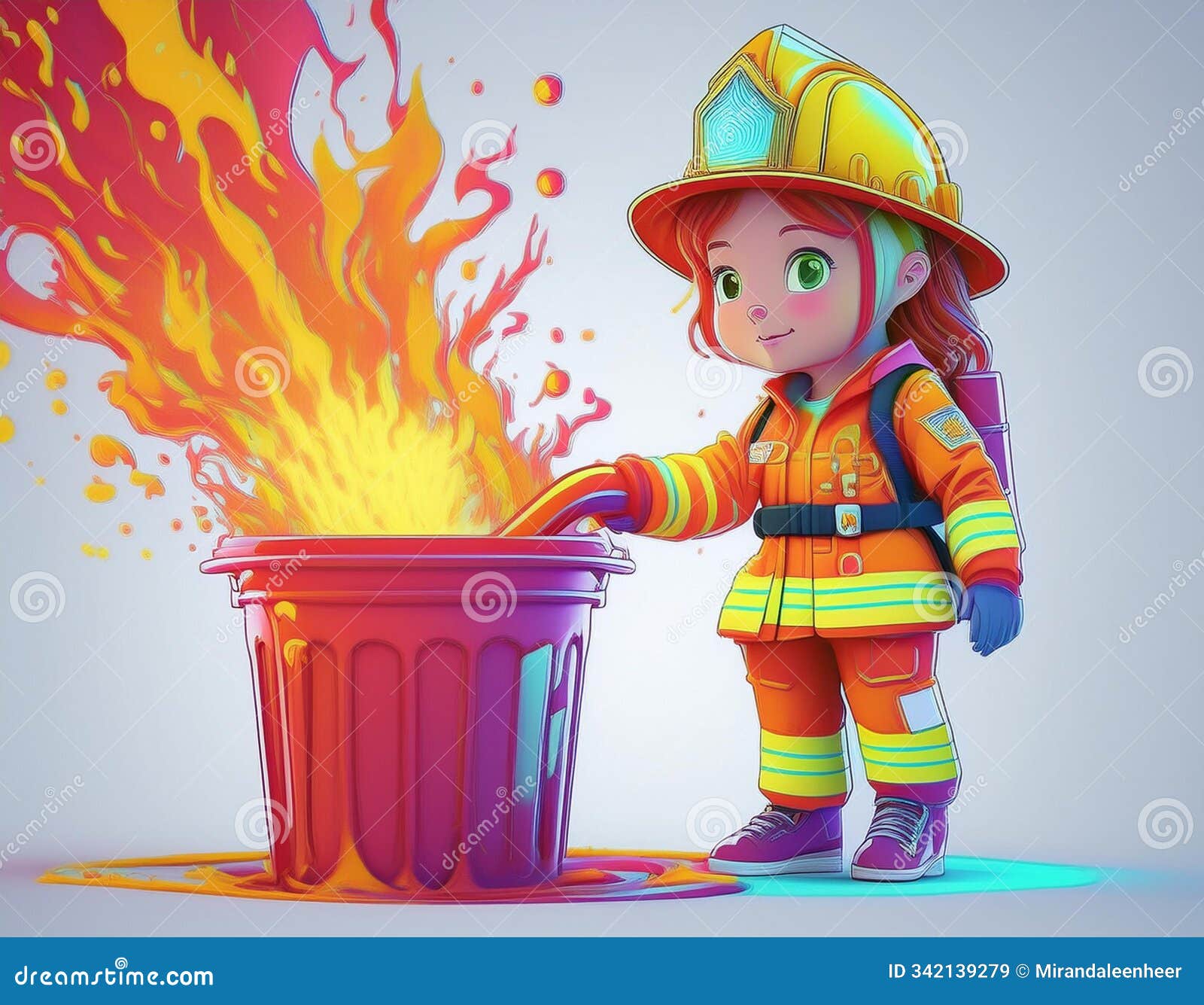 Fireman at work cartoon stock image. Image of cartoon - 342139279