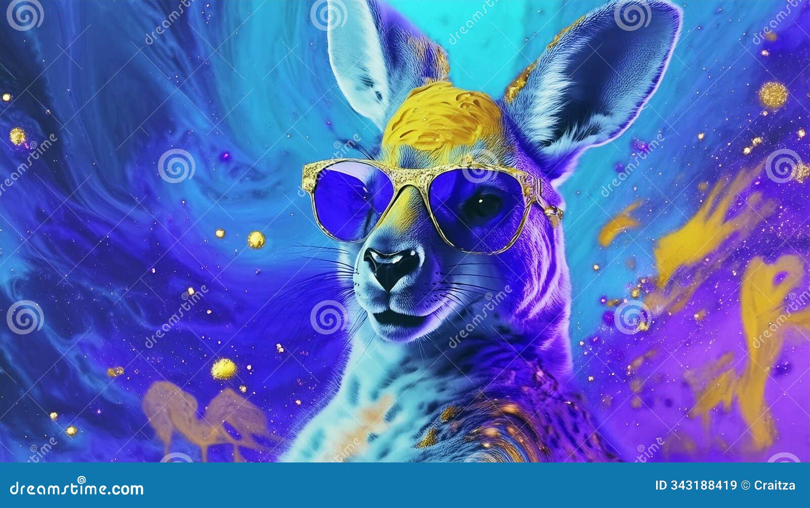 Fun Party Style Super Happy Kangaroo Looking Over it S Shoulder while ...