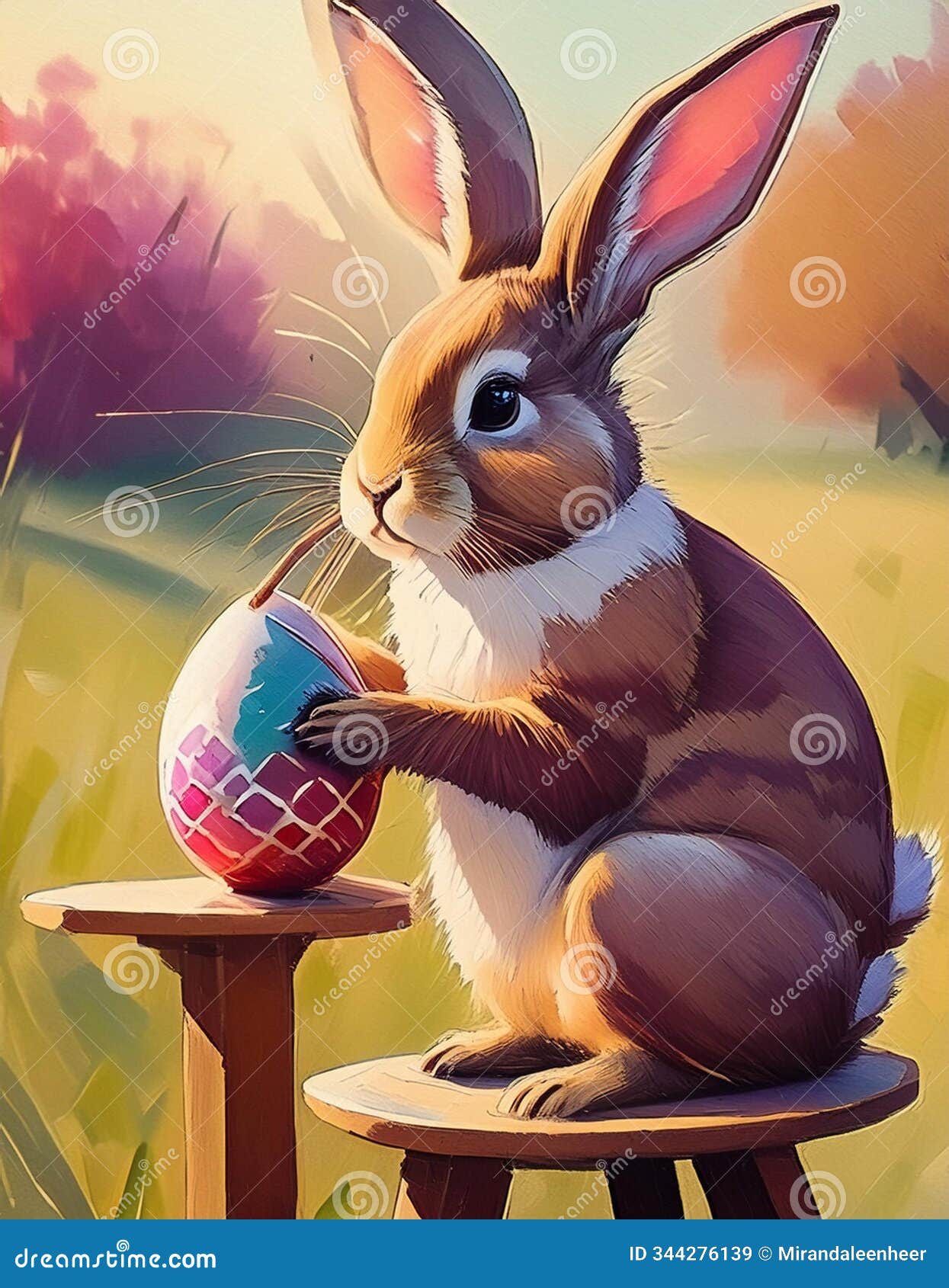 Easter Bunny Painting Eggs Cartoon Stock Image - Image of eggs, bunny ...