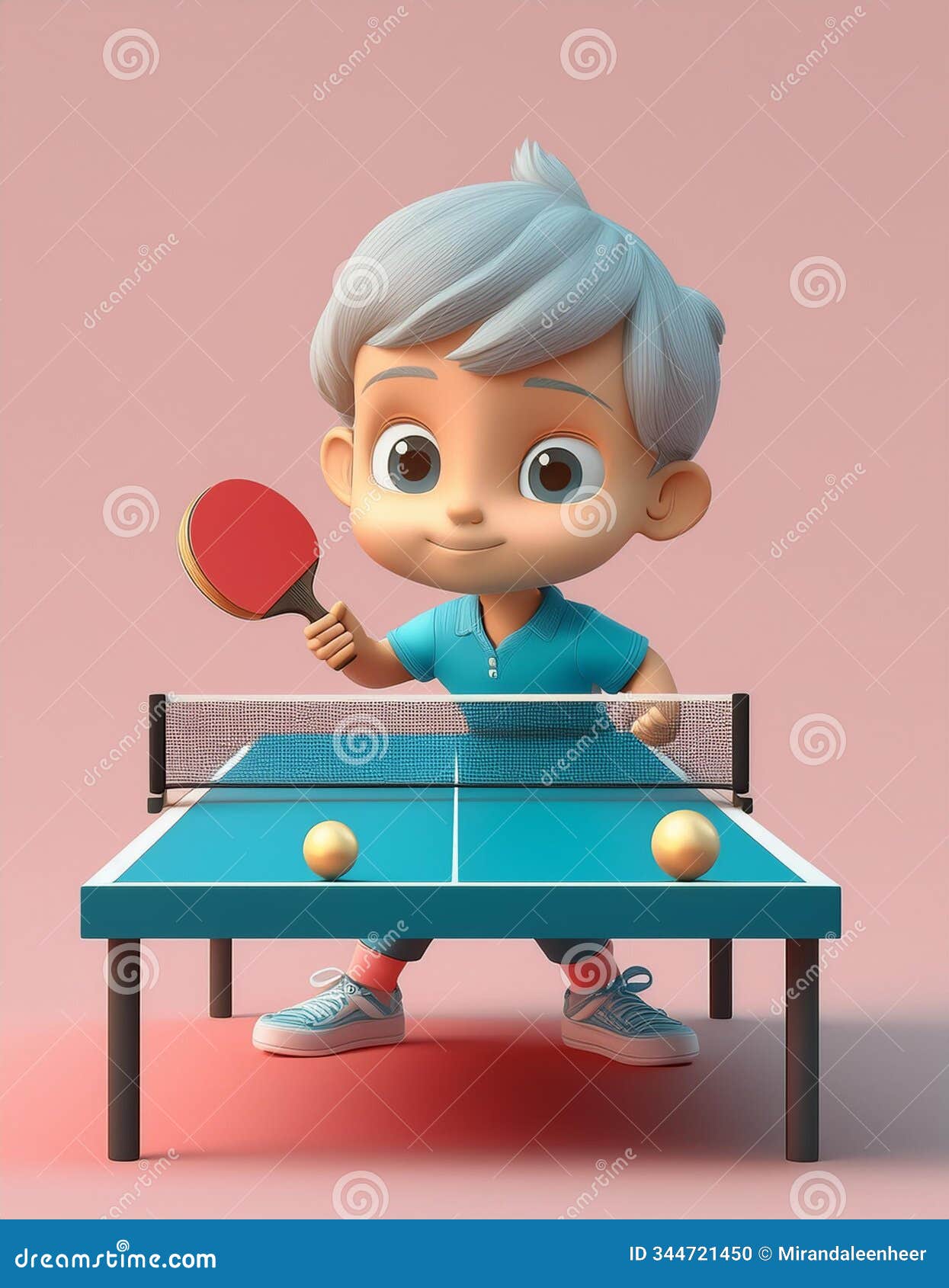 Child Playing Table Tennis Cartoon Stock Illustration - Illustration of ...