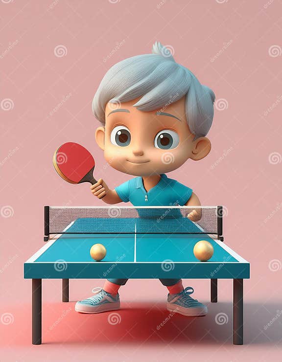 Child Playing Table Tennis Cartoon Stock Illustration - Illustration of ...