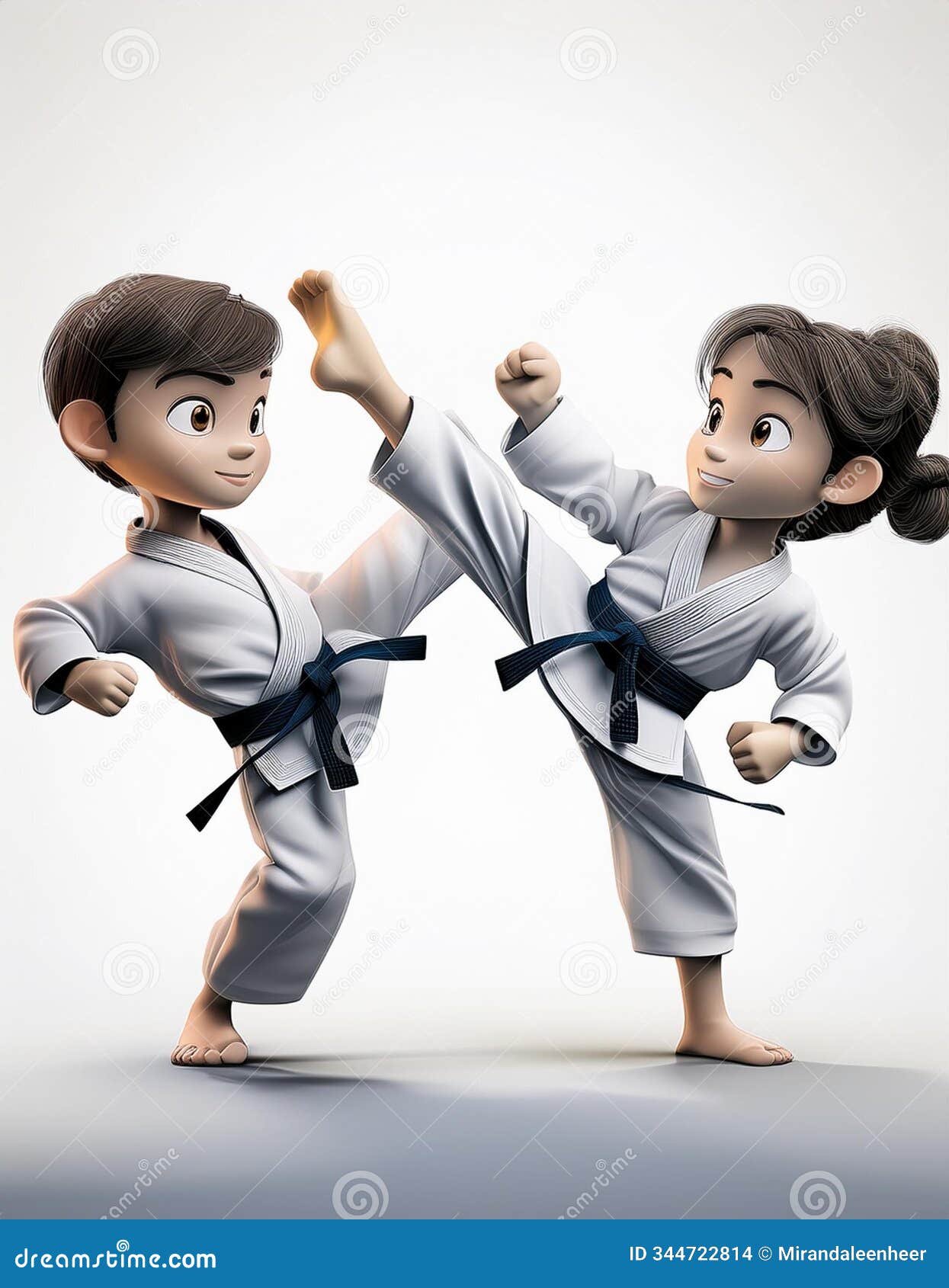 Child Training Judo In A Dojo Cartoon Royalty-Free Stock Photo ...