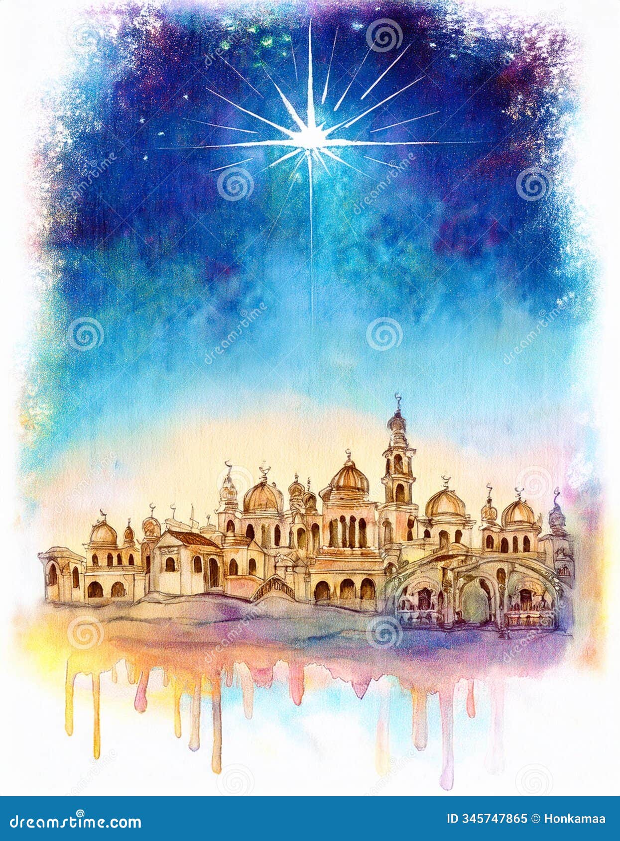 Bethlehem Star Over Bethlehem Stock Illustration - Illustration of ...