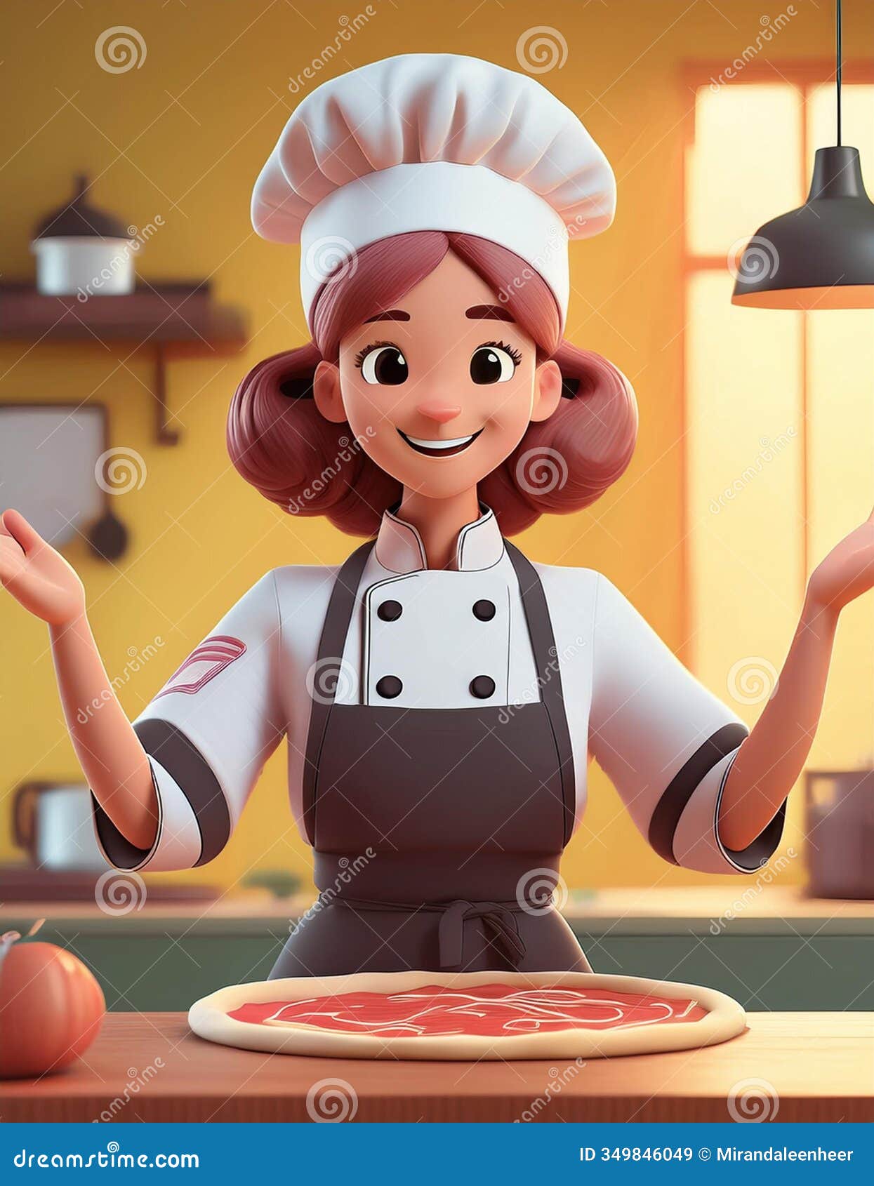 Pizza Chef Cook in Kitchen Cartoon Stock Illustration - Illustration of ...