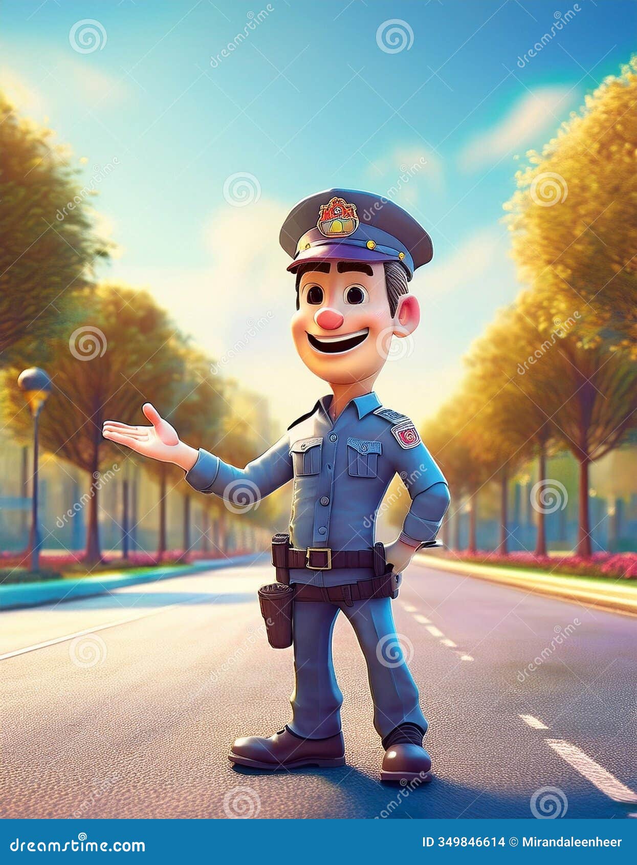Traffic cop cartoon stock illustration. Illustration of town - 349846614
