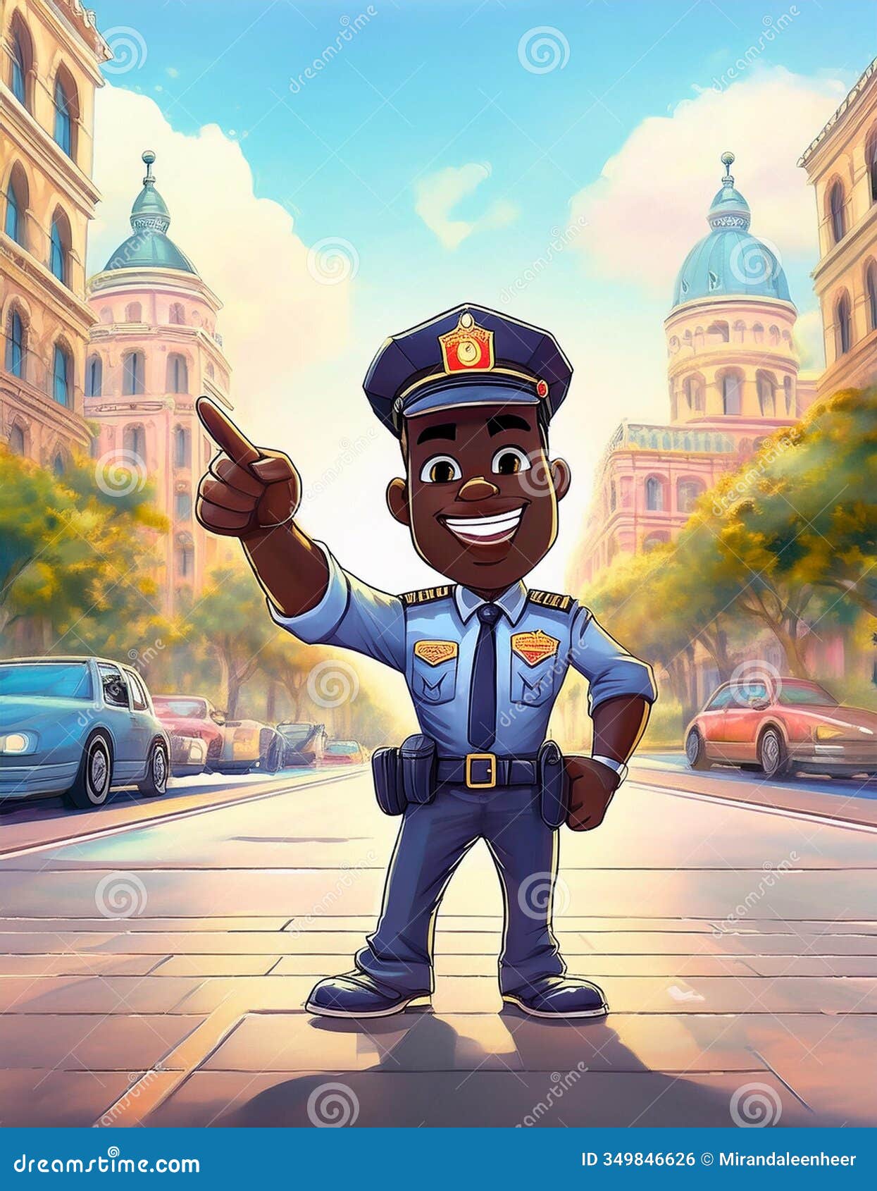Traffic cop cartoon stock illustration. Illustration of happy - 349846626