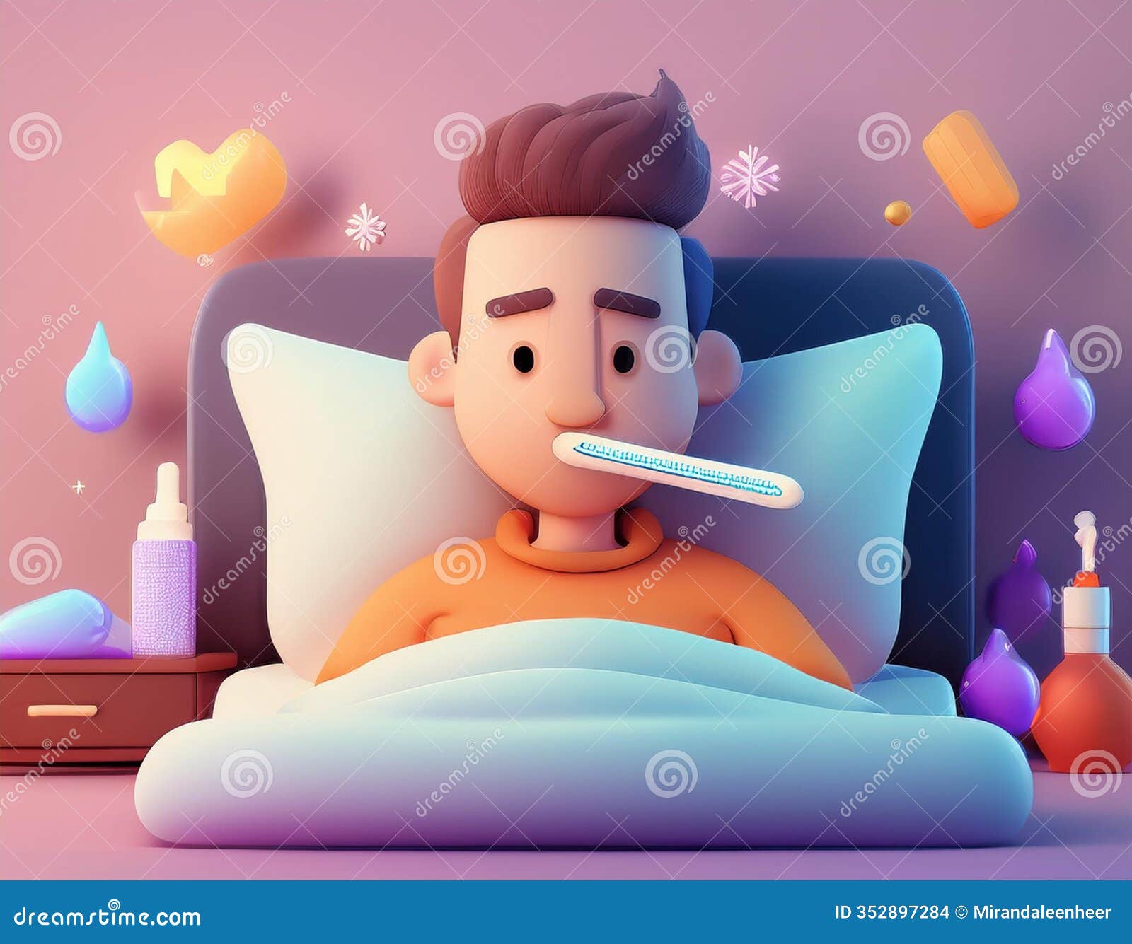 Person with flu cartoon stock illustration. Illustration of sick ...