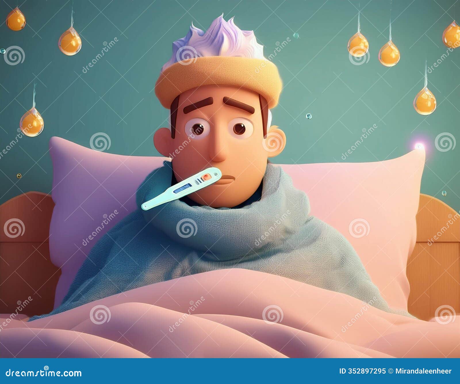 Person with flu cartoon stock illustration. Illustration of sick ...