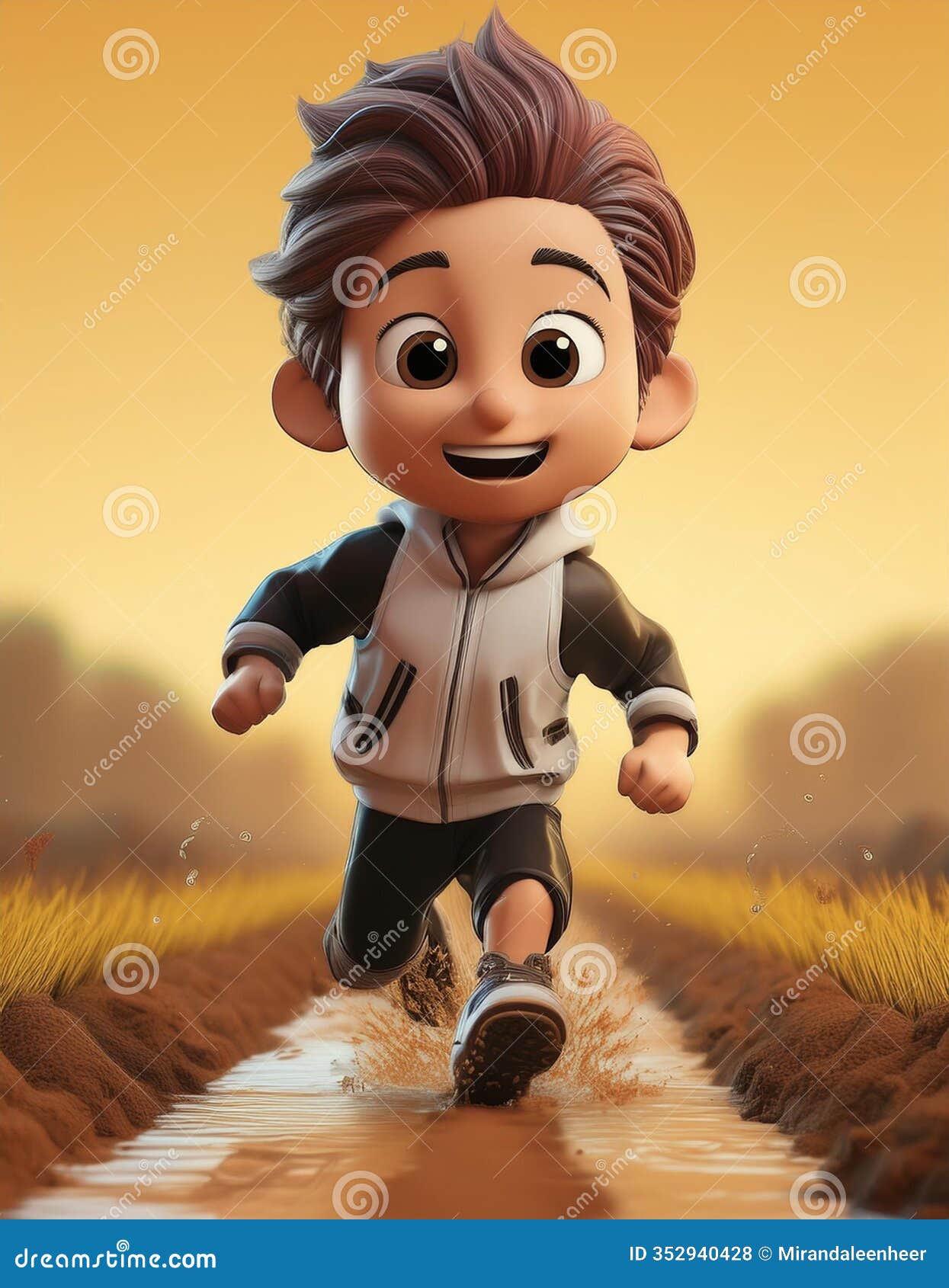Running Child on a Trail Cartoon Stock Illustration - Illustration of ...