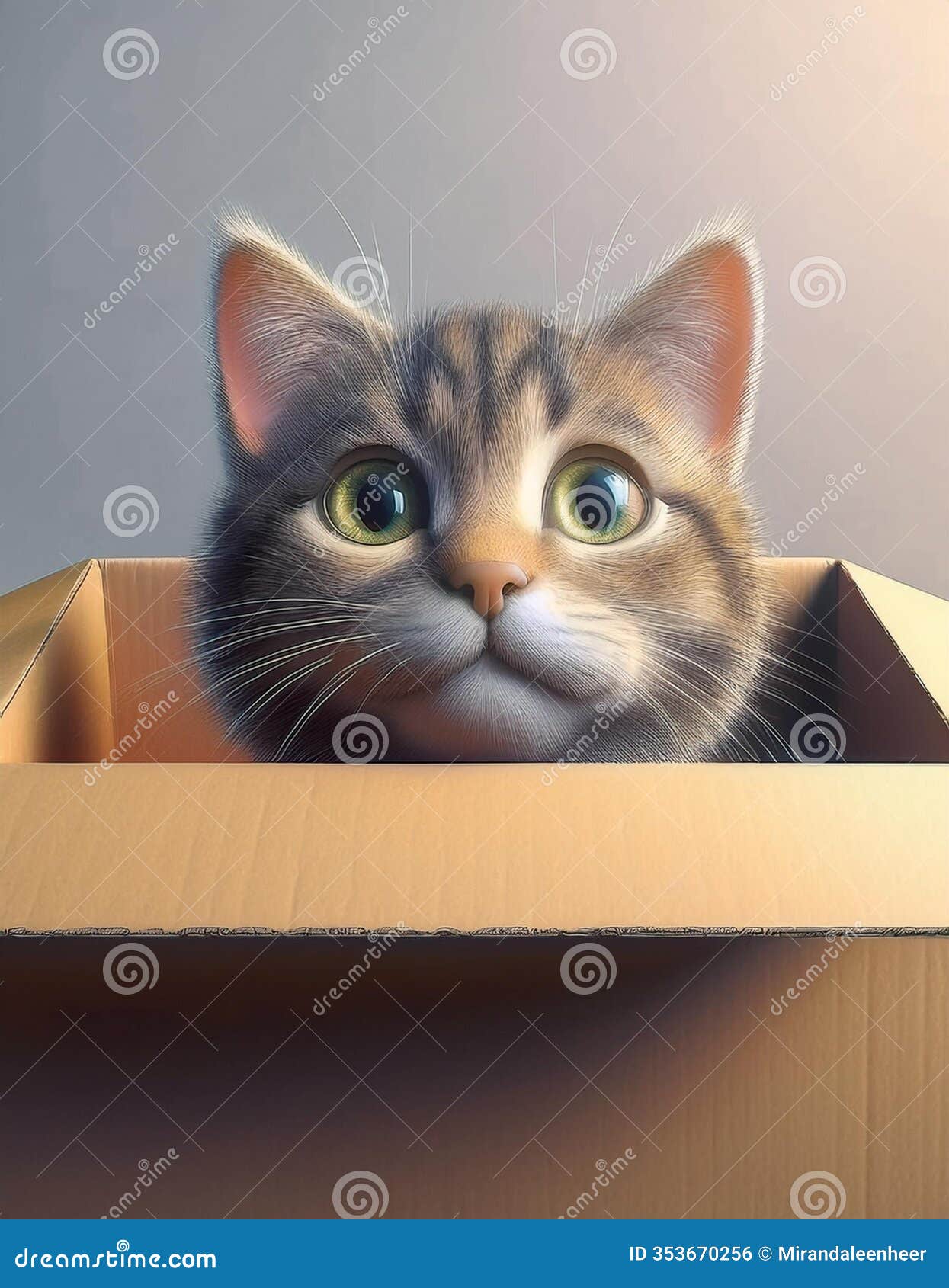 Cat in Cardboard Box Cartoon Stock Illustration - Illustration of ...