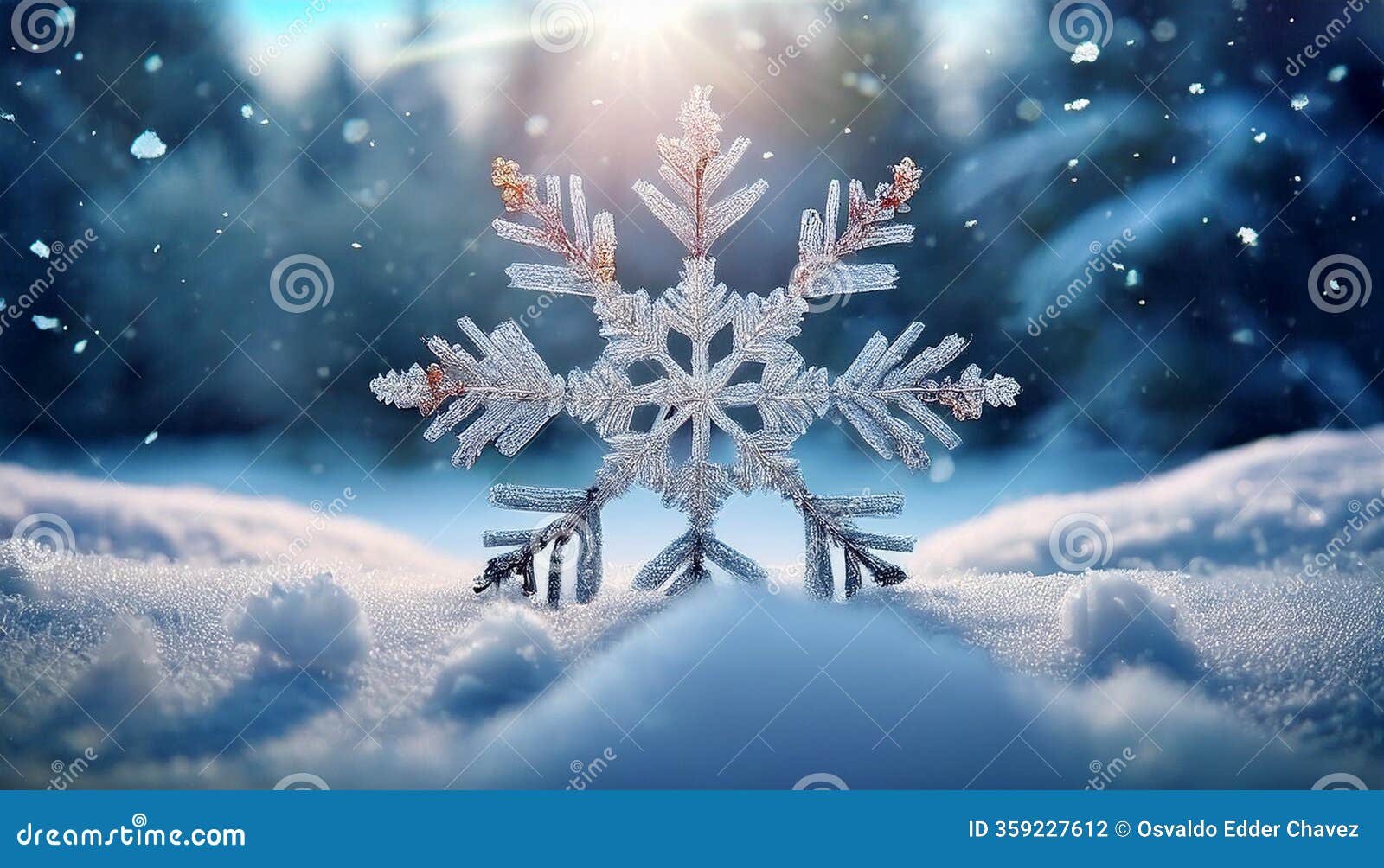 Winter Christmas Themed Realistic Picture Snowflake Close Up Stock ...