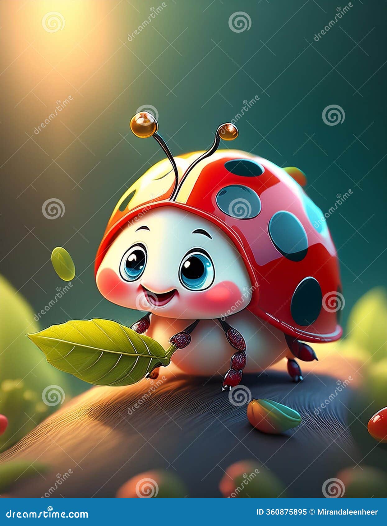 Ladybug Eating a Leaf Cartoon Stock Illustration - Illustration of ...