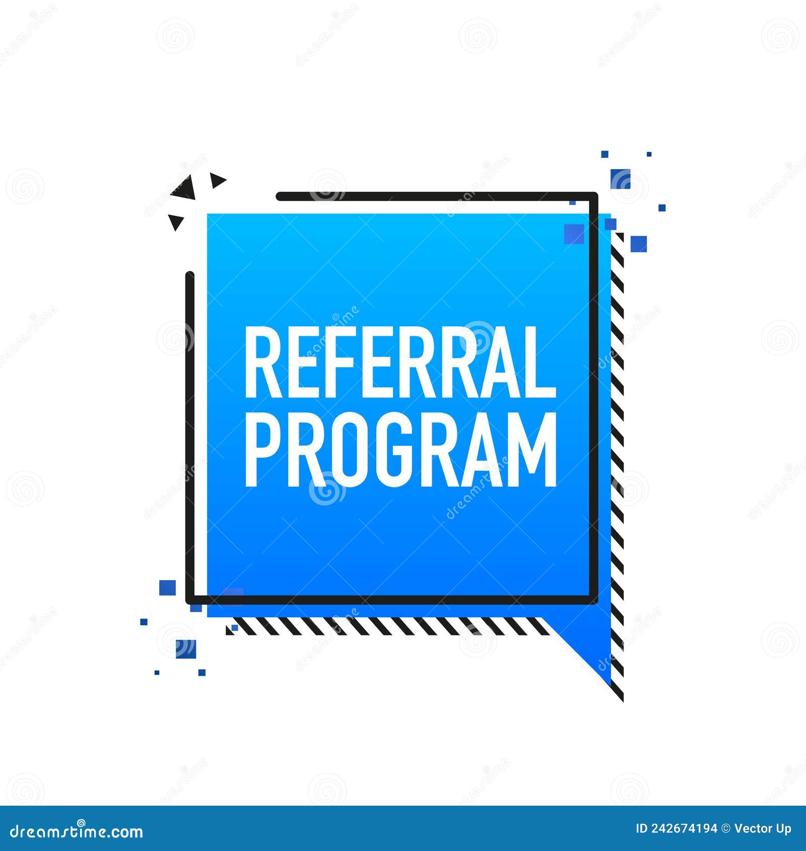 Referral Program Blue Banner in 3D Style on White Background. Vector ...
