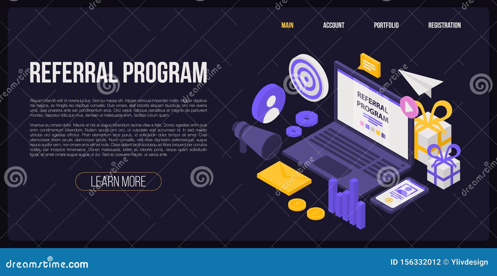 Referral Program Concept Banner, Isometric Style Stock Vector ...