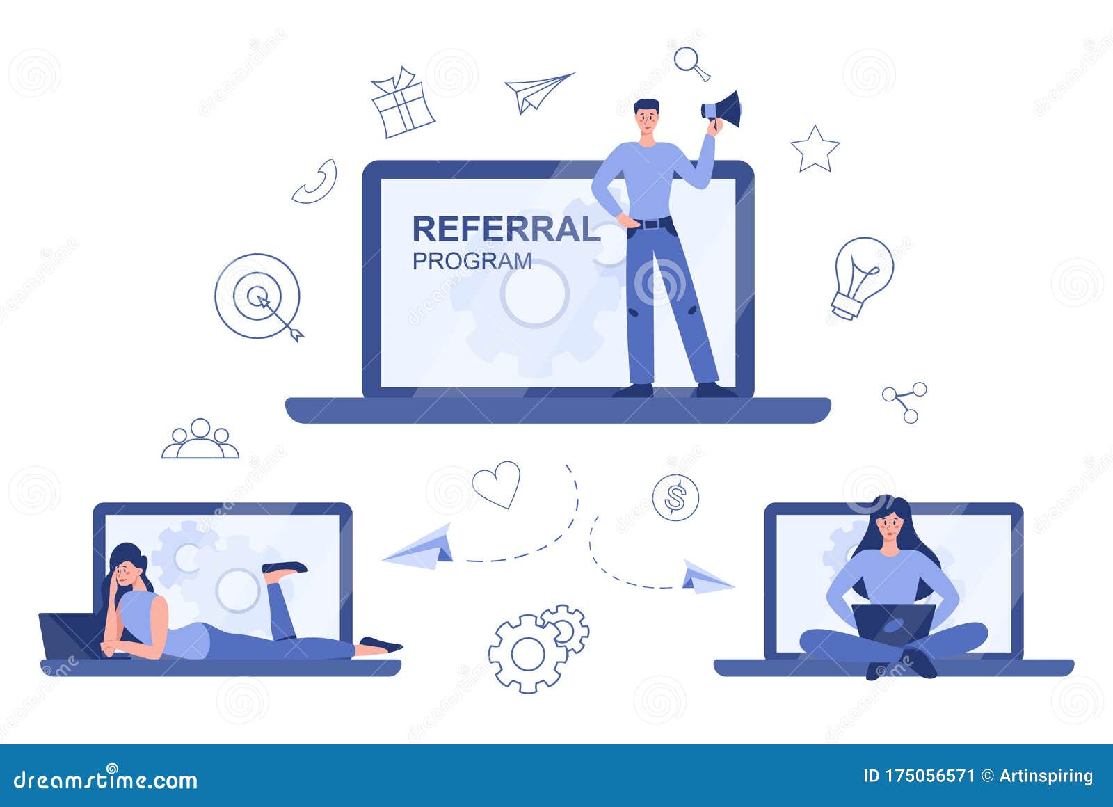 Referral Program Concept. Referral Marketing and Business Partnership ...