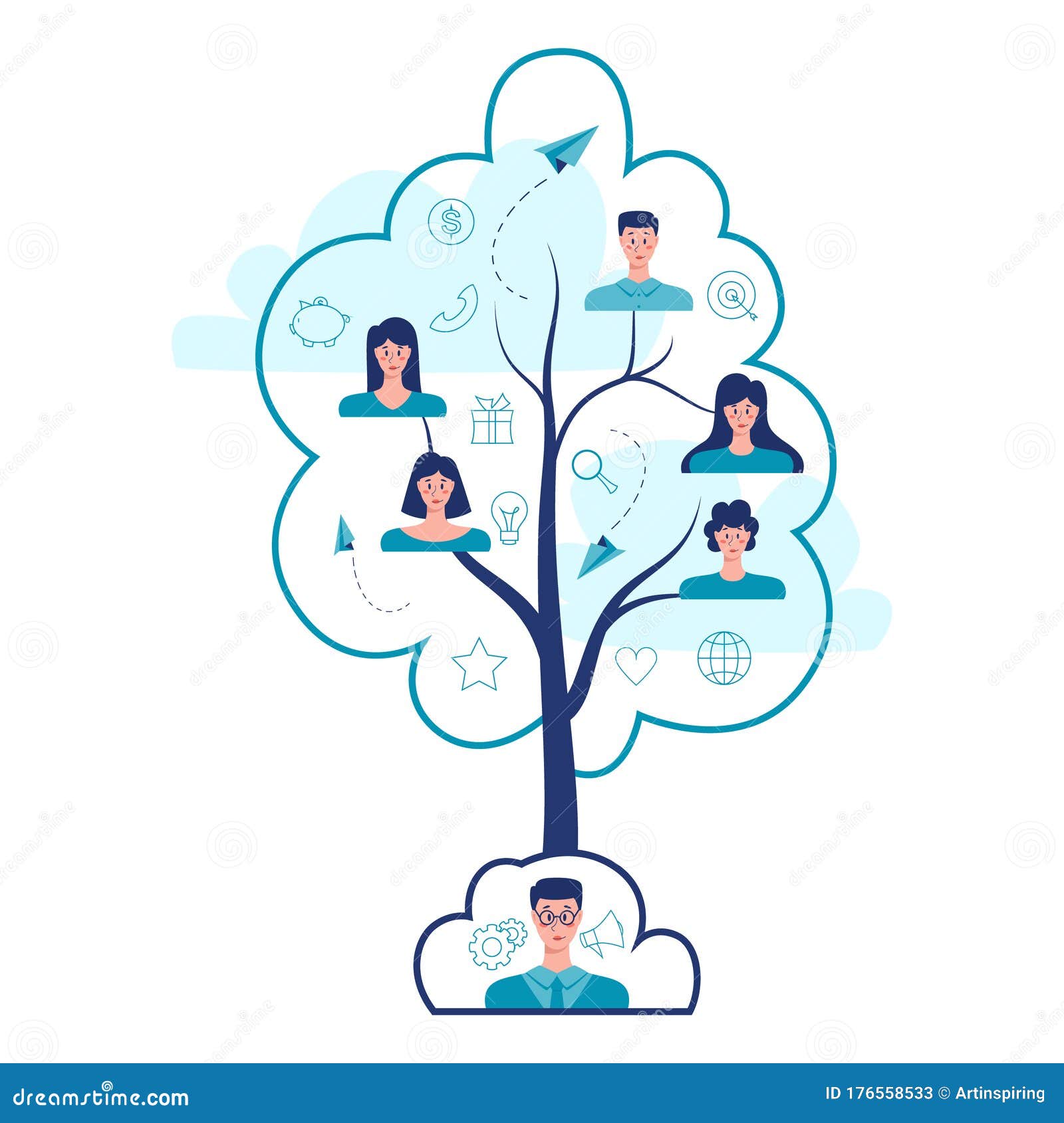 Referral Program Concept. a Tree As Metaphor of Referral Marketing ...