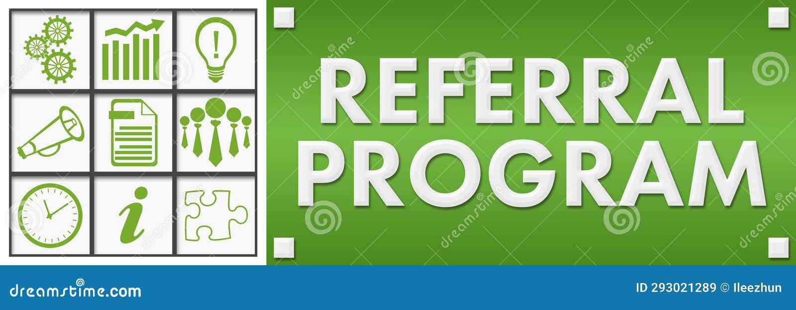 Referral Program Green Business Symbols Grid Left Stock Illustration ...