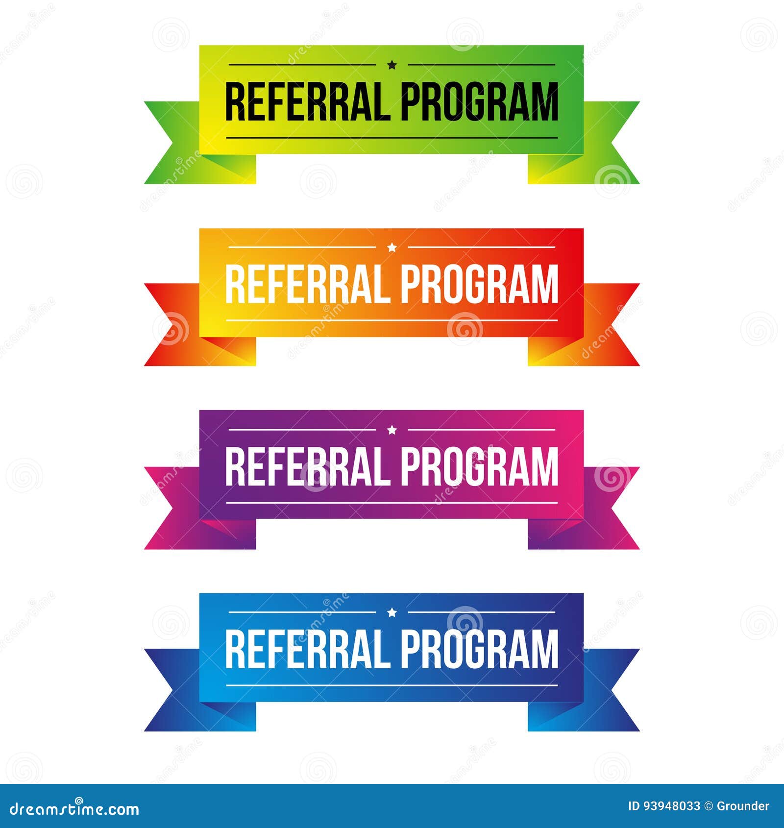 Referral Program Ribbon Set Stock Vector - Illustration of friend ...
