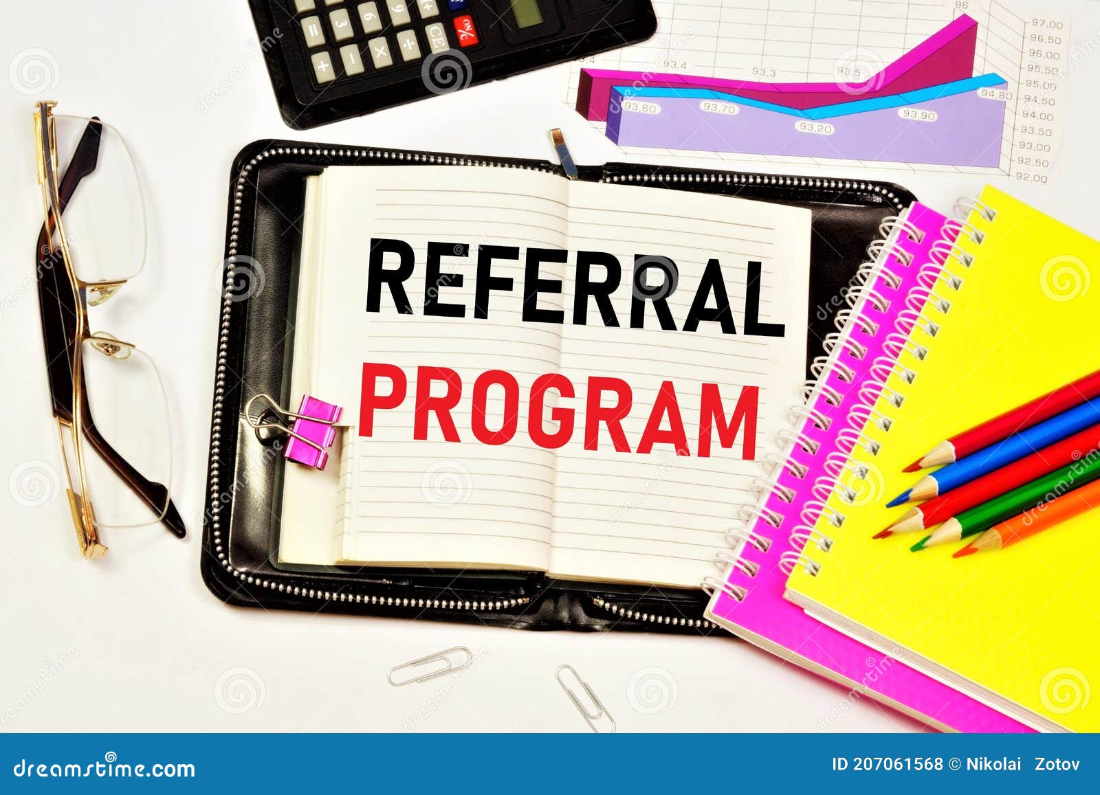 Referral Program. Text Label in the Planning Notebook Stock Photo ...