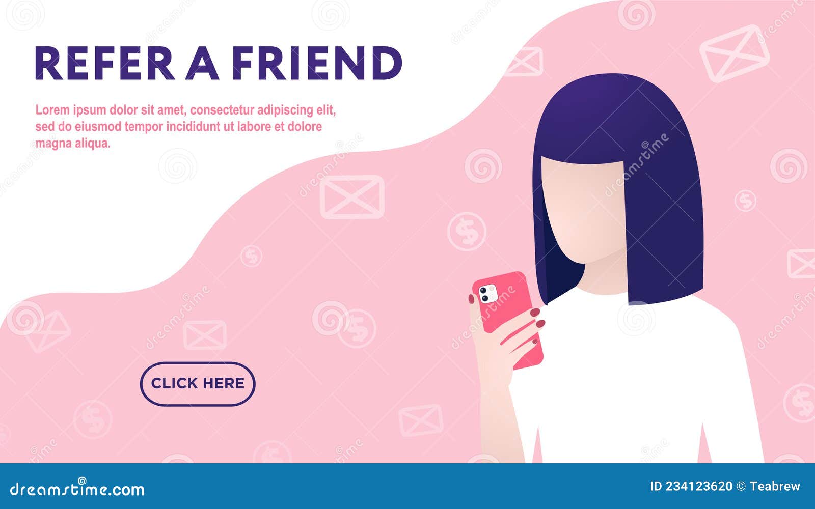 Referral Program. Vector Design Template with Copy Space. Stock Vector ...