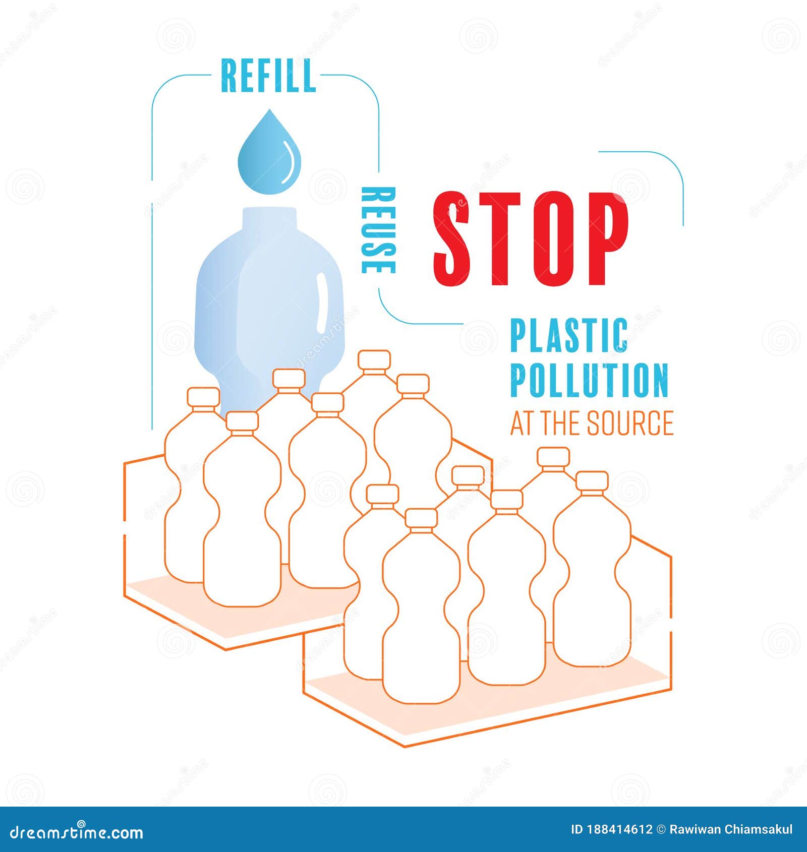Refill Reduce Plastic 3 stock vector. Illustration of impact - 188414612