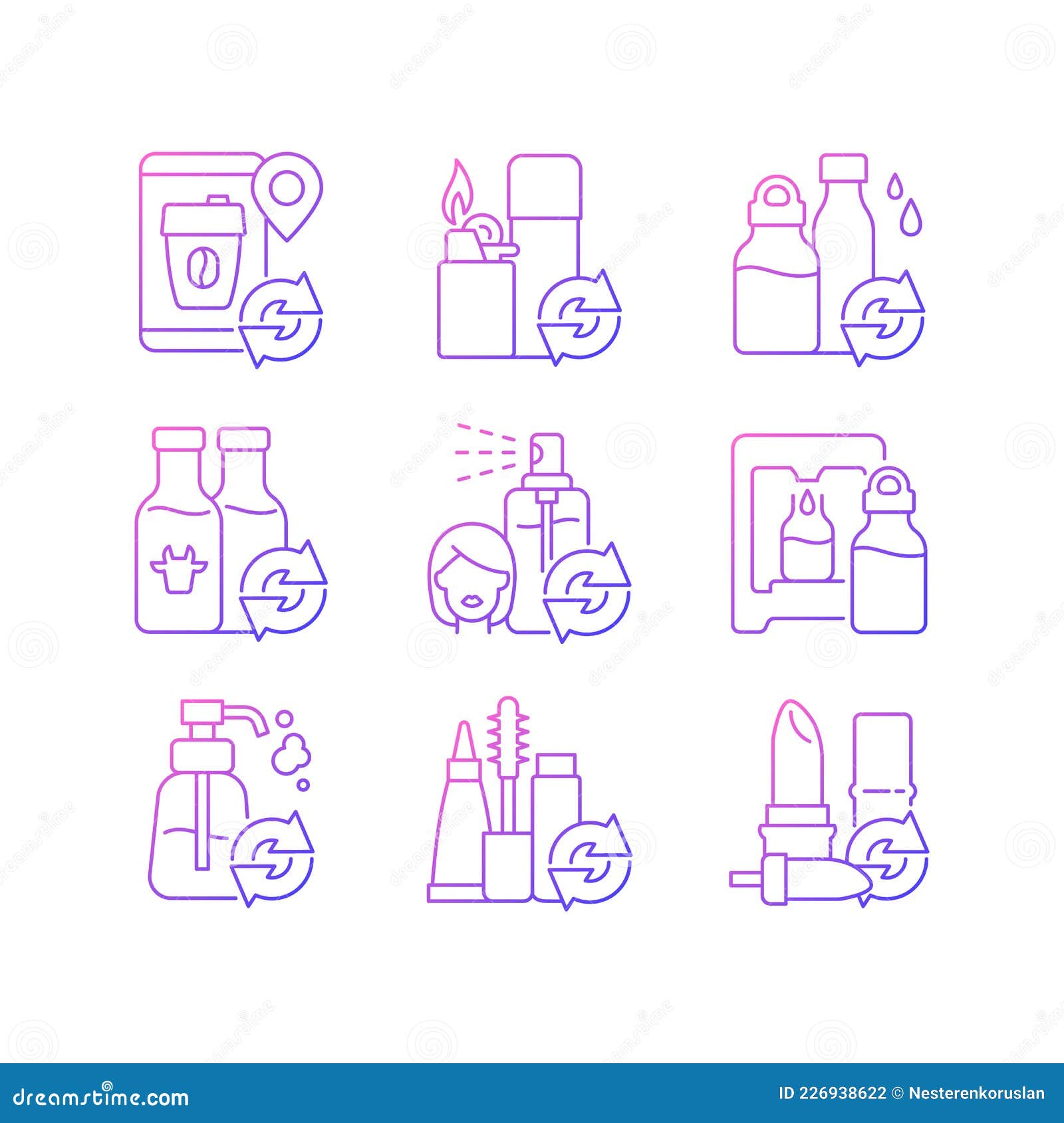 Refillable Products Gradient Linear Vector Icons Set Stock Vector ...