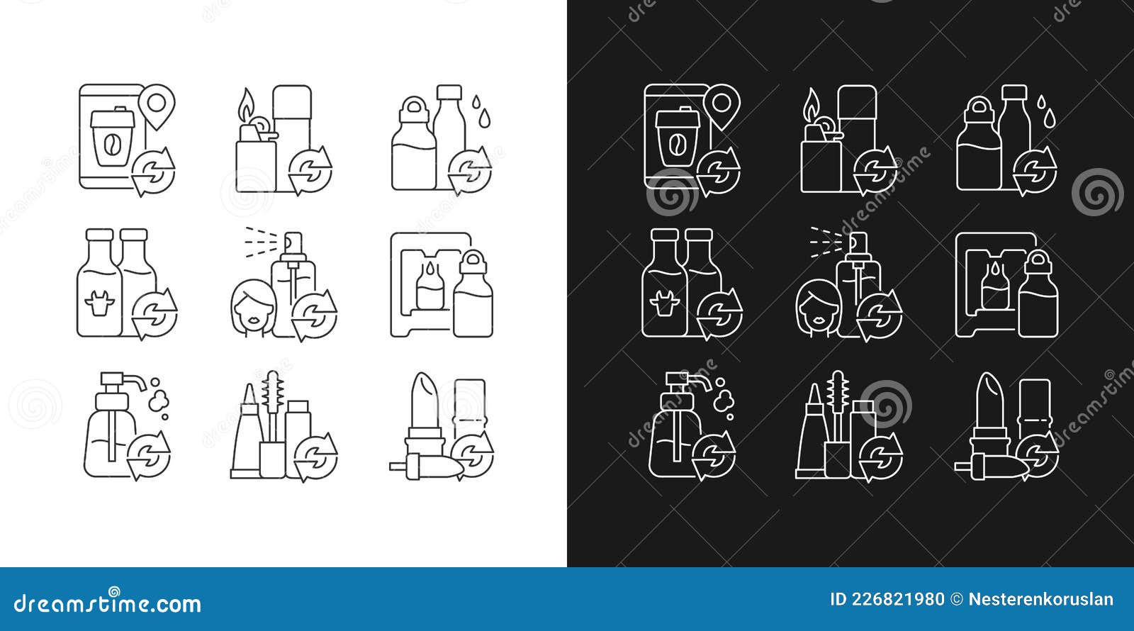 Refillable Products Linear Icons Set for Dark and Light Mode Stock ...