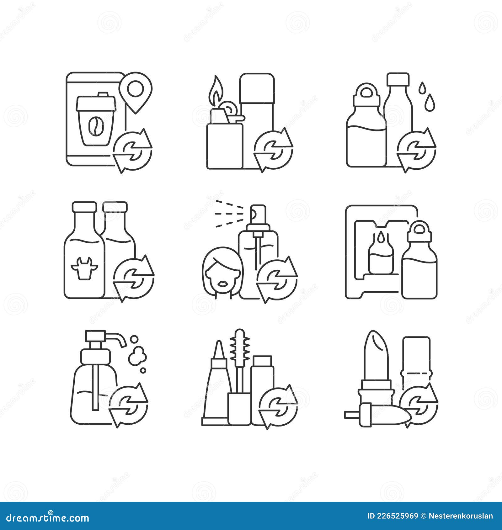 Refillable Products Linear Icons Set Stock Vector - Illustration of ...