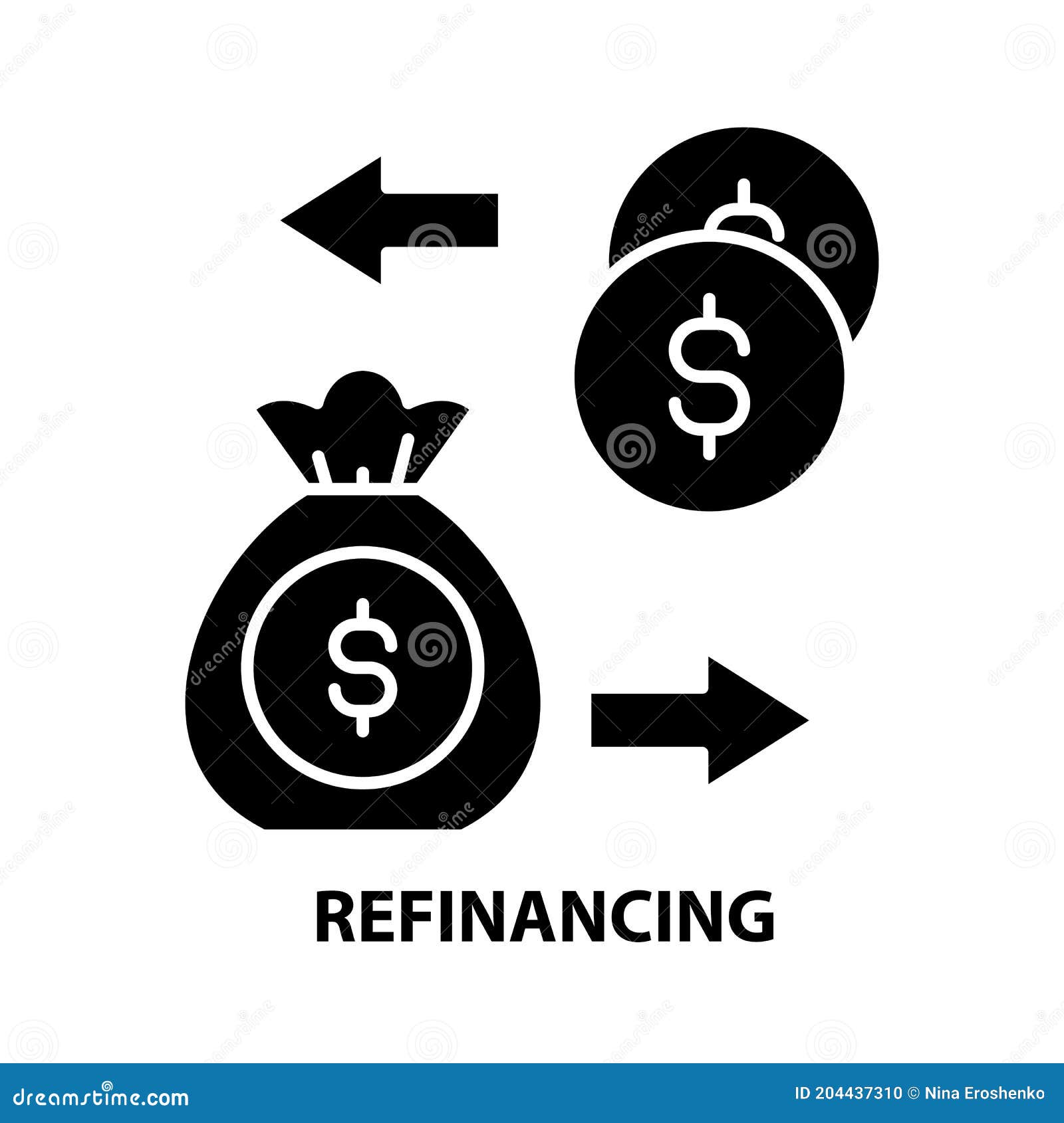 Refinancing Icon, Black Vector Sign with Editable Strokes, Concept ...