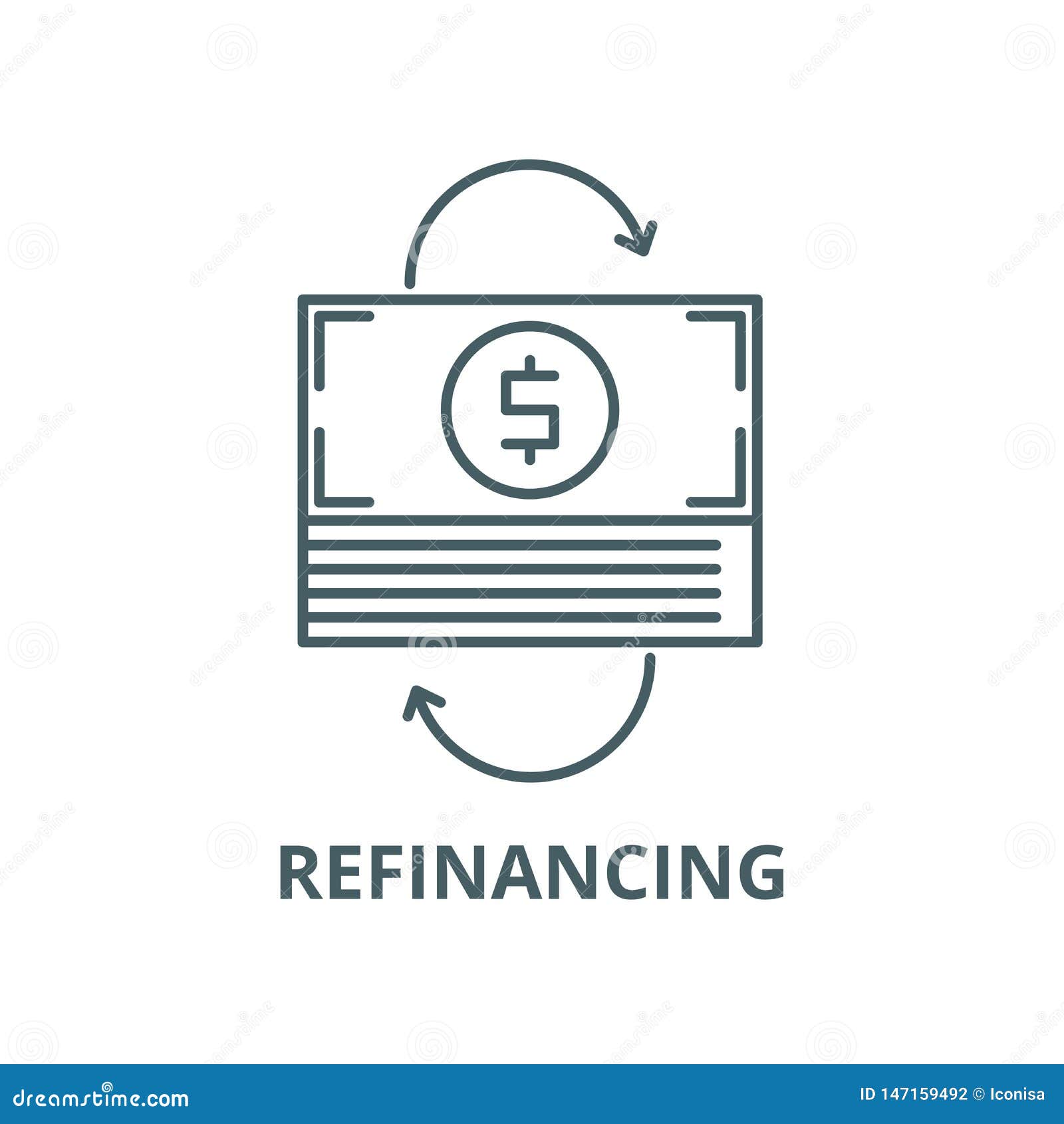 Refinancing Vector Line Icon, Linear Concept, Outline Sign, Symbol ...