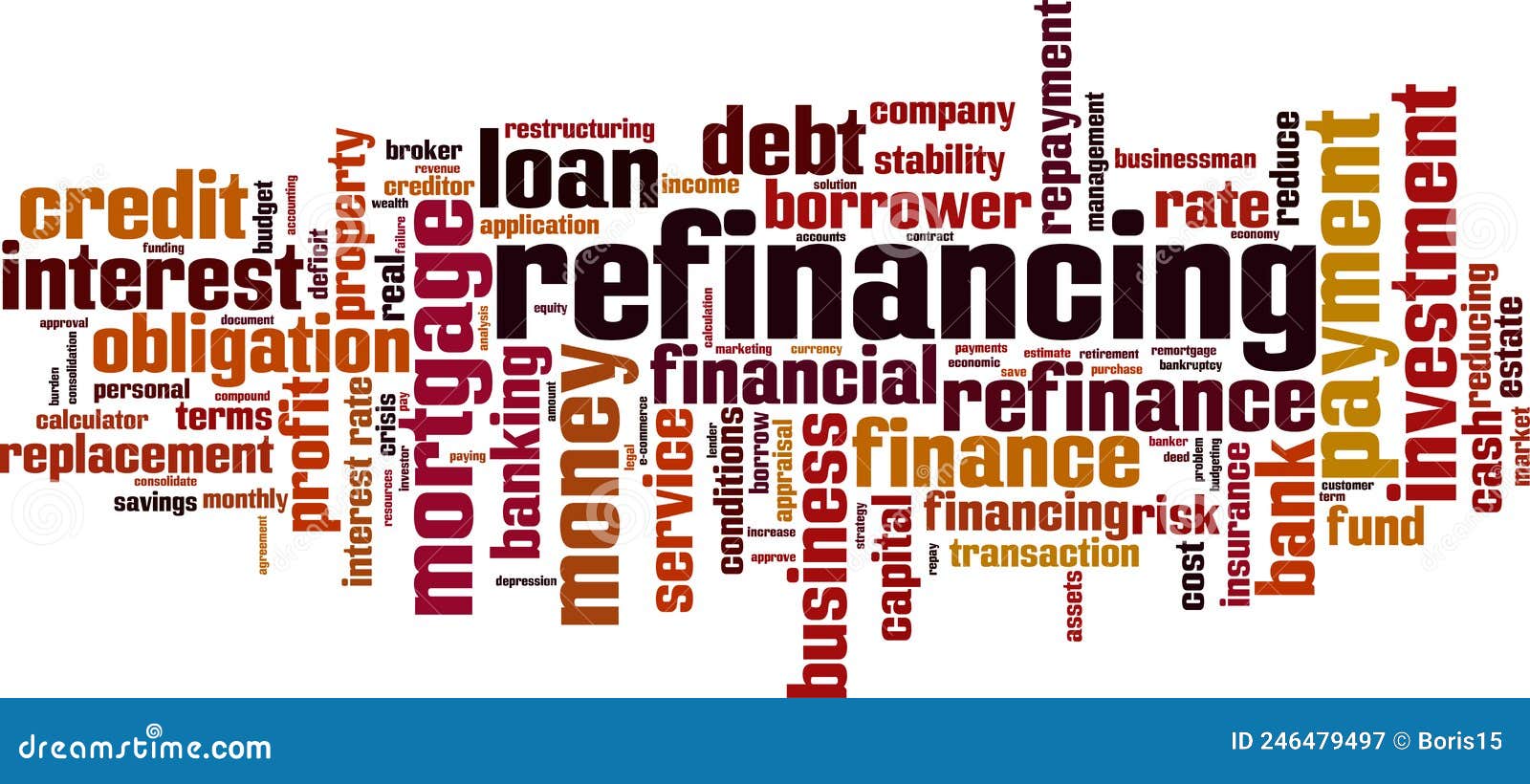 Refinancing word cloud stock vector. Illustration of rate - 246479497