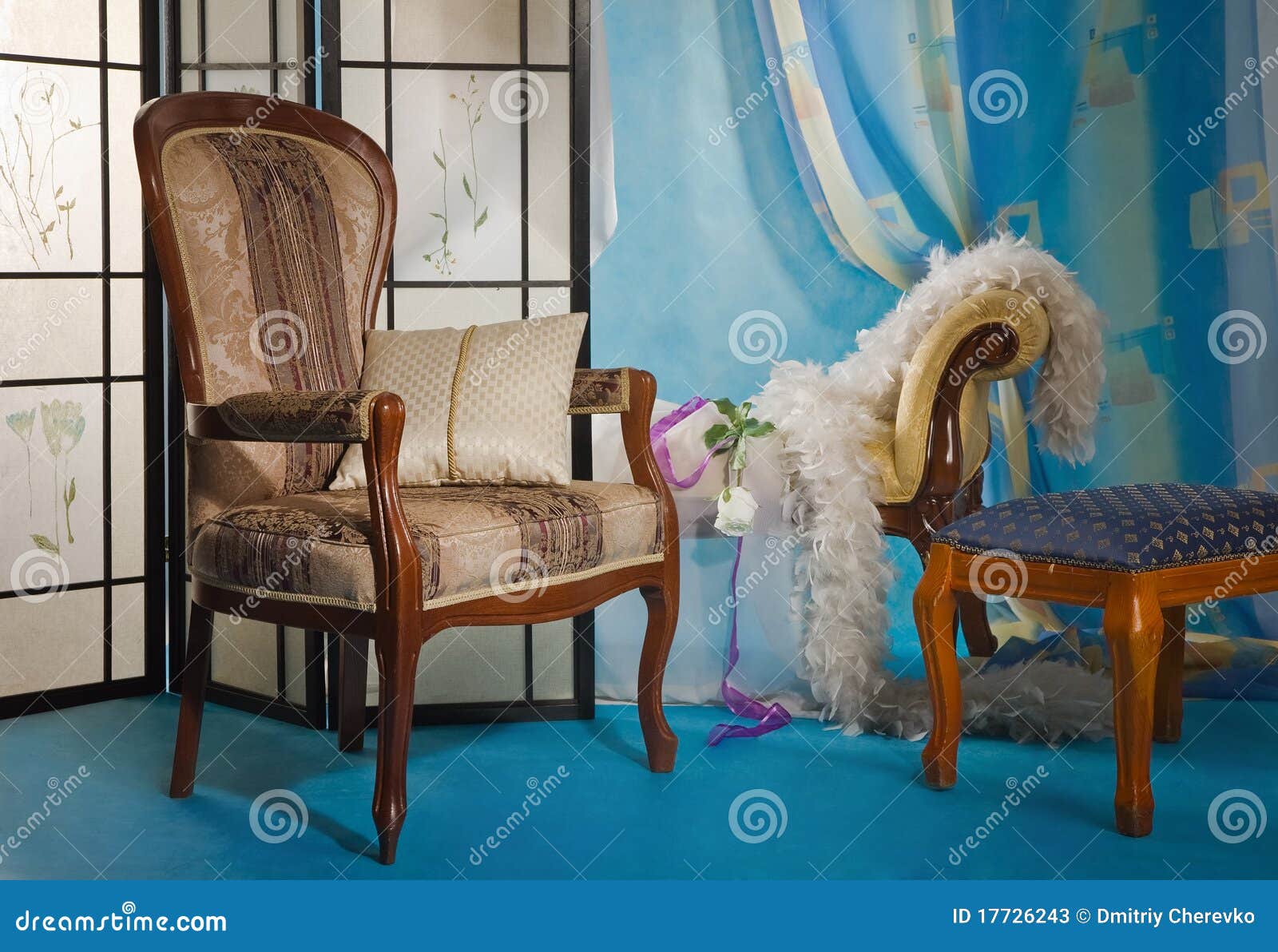 Refined boudoir interior stock image. Image of curtains - 17726243