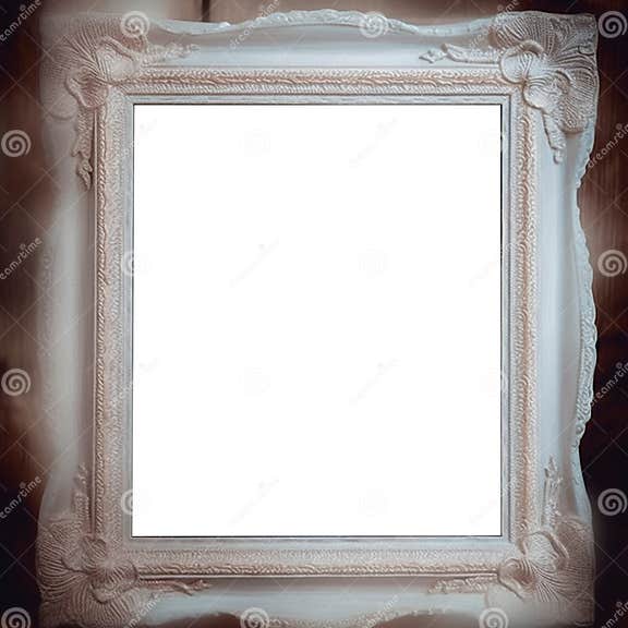 Refined Elegance: a White Photo Frame with Intricate Corner Patterns ...