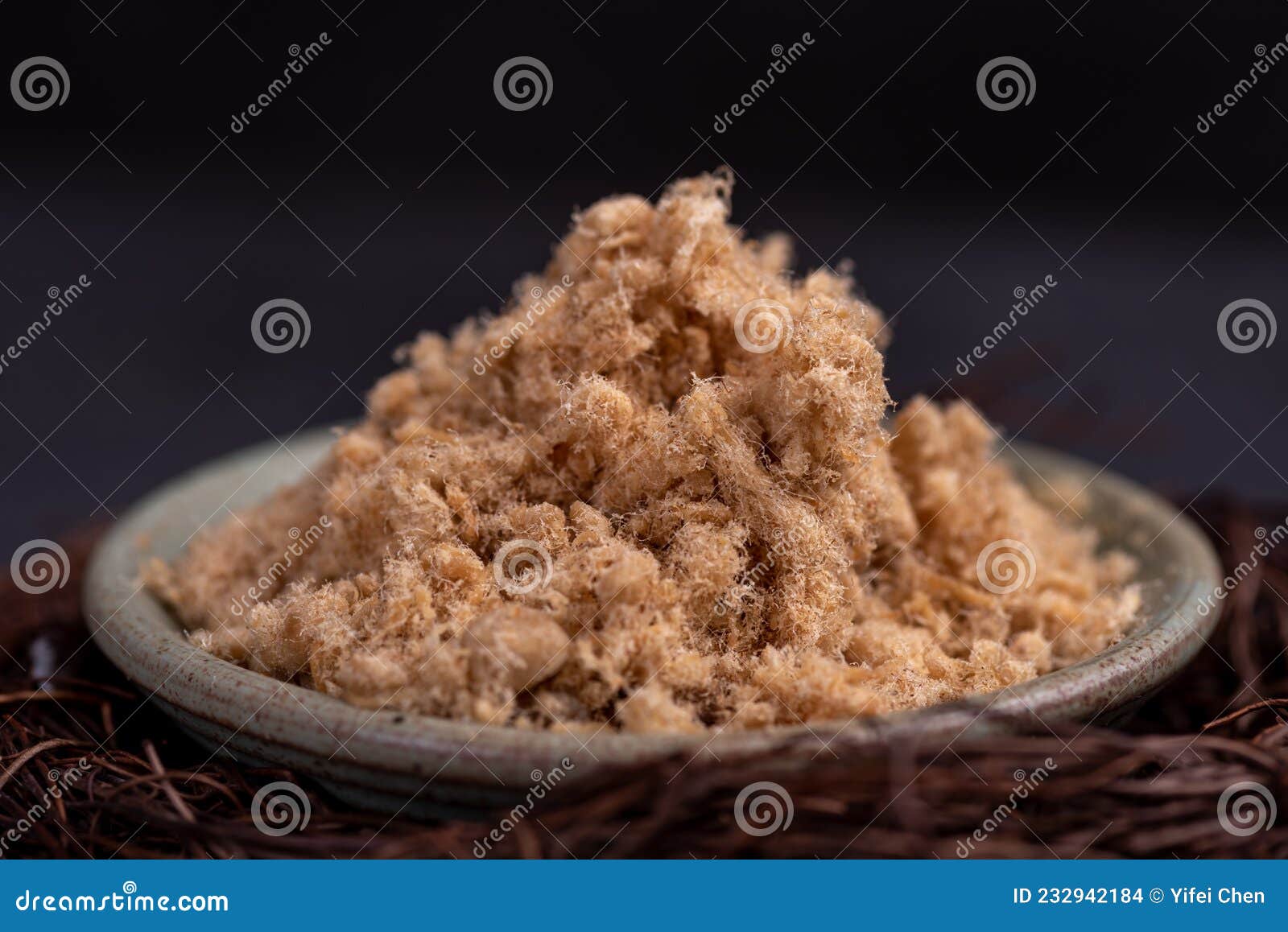 The Refined Meat Floss is in the Cup in the Dark Background Stock Photo ...