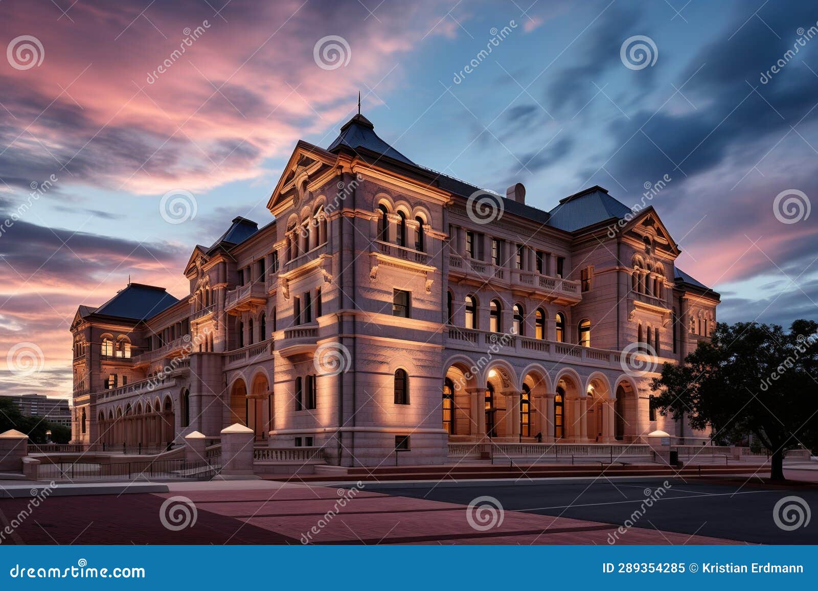 A Refined and Minimalistic Capture of a Courthouse Building during Dusk ...