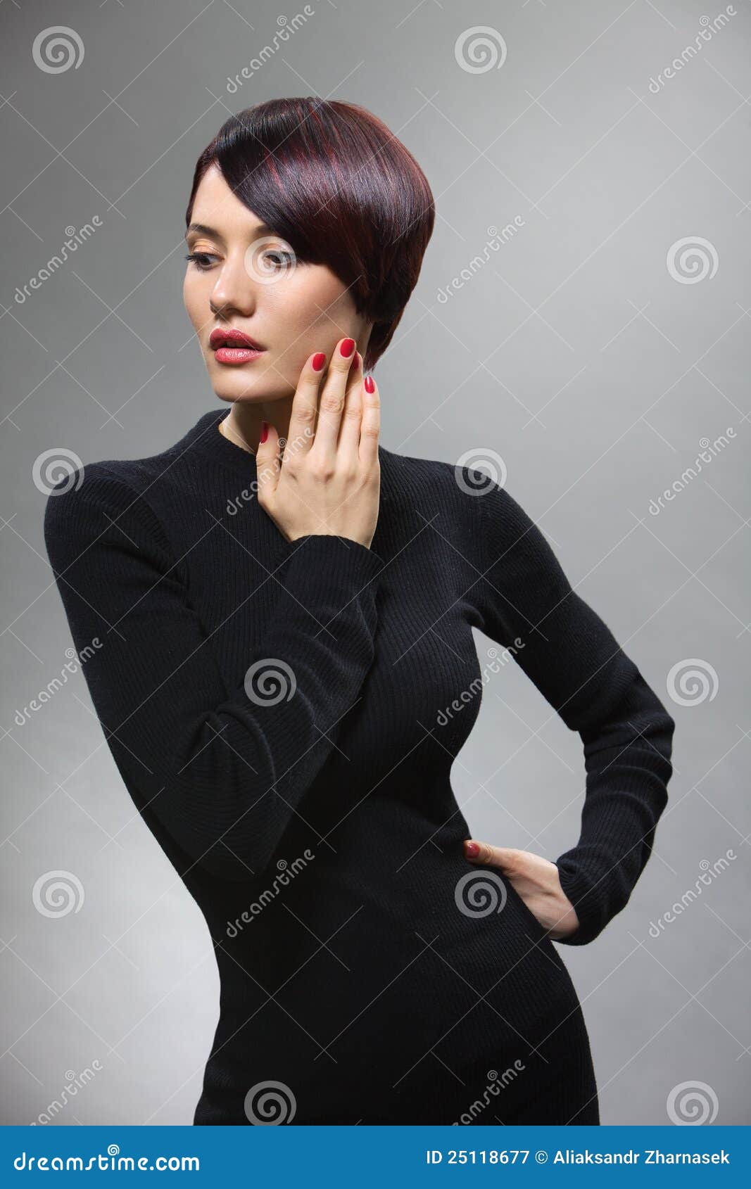Refined Slim Model in an Elegant Pose Stock Image - Image of emotions ...