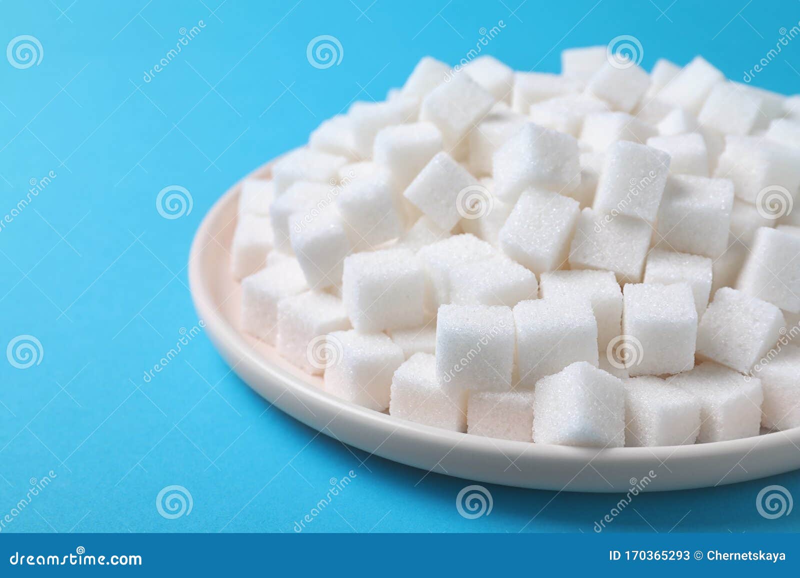 Refined Sugar Cubes on Light Blue Background Stock Image - Image of ...