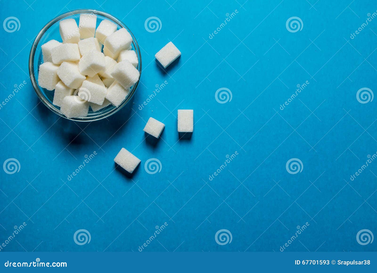Refined Sugar in the Cup. on Blue Table. Stock Image - Image of glucose ...
