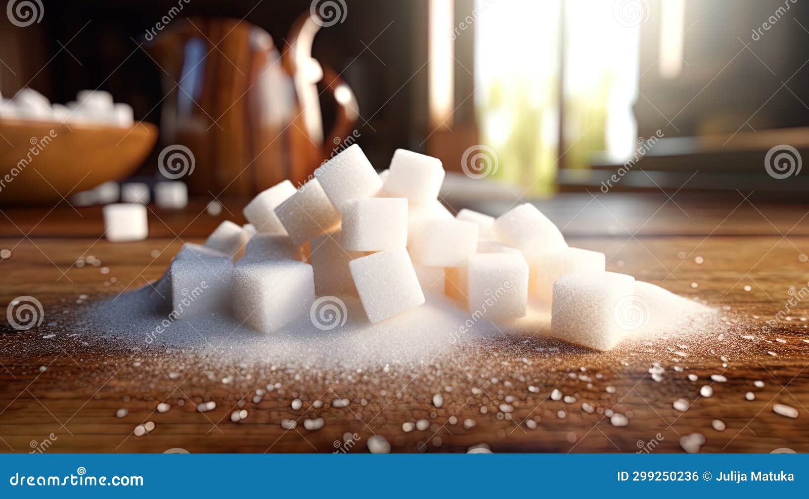 Refined Sugar Scattered on the Table, Symbolizing the Loss of Control ...