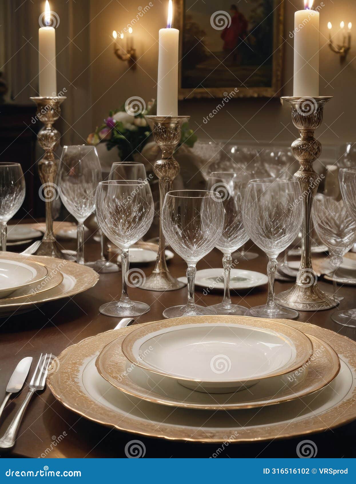 Refined Table Setting for Fine Dining Stock Photo - Image of plates ...