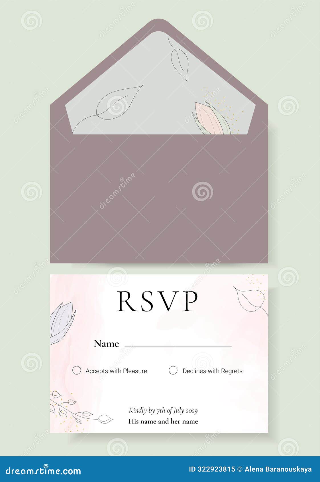 Refined Vector Envelop With RSVP. Template Of Invitation With RSVP ...
