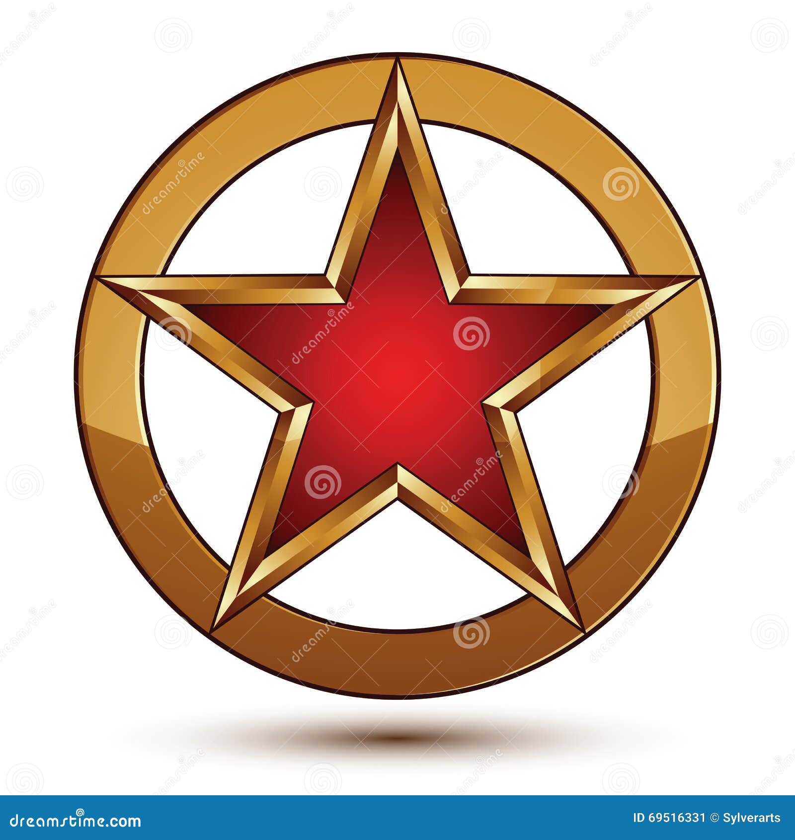 Refined Vector Red Star Emblem with Golden Borders, 3d Design Element ...