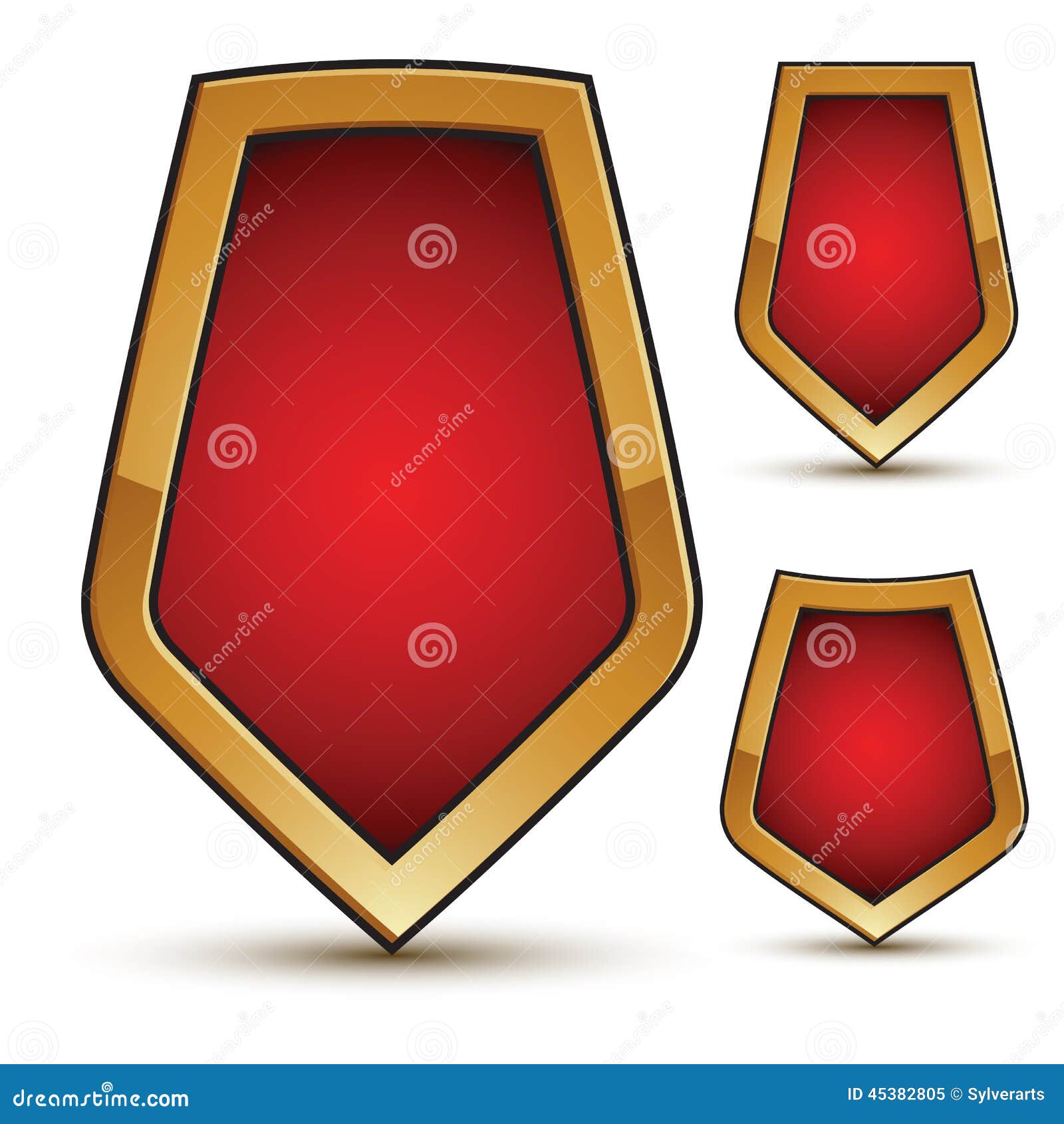 Refined Vector Three Red Shield Shape Emblems Stock Vector ...
